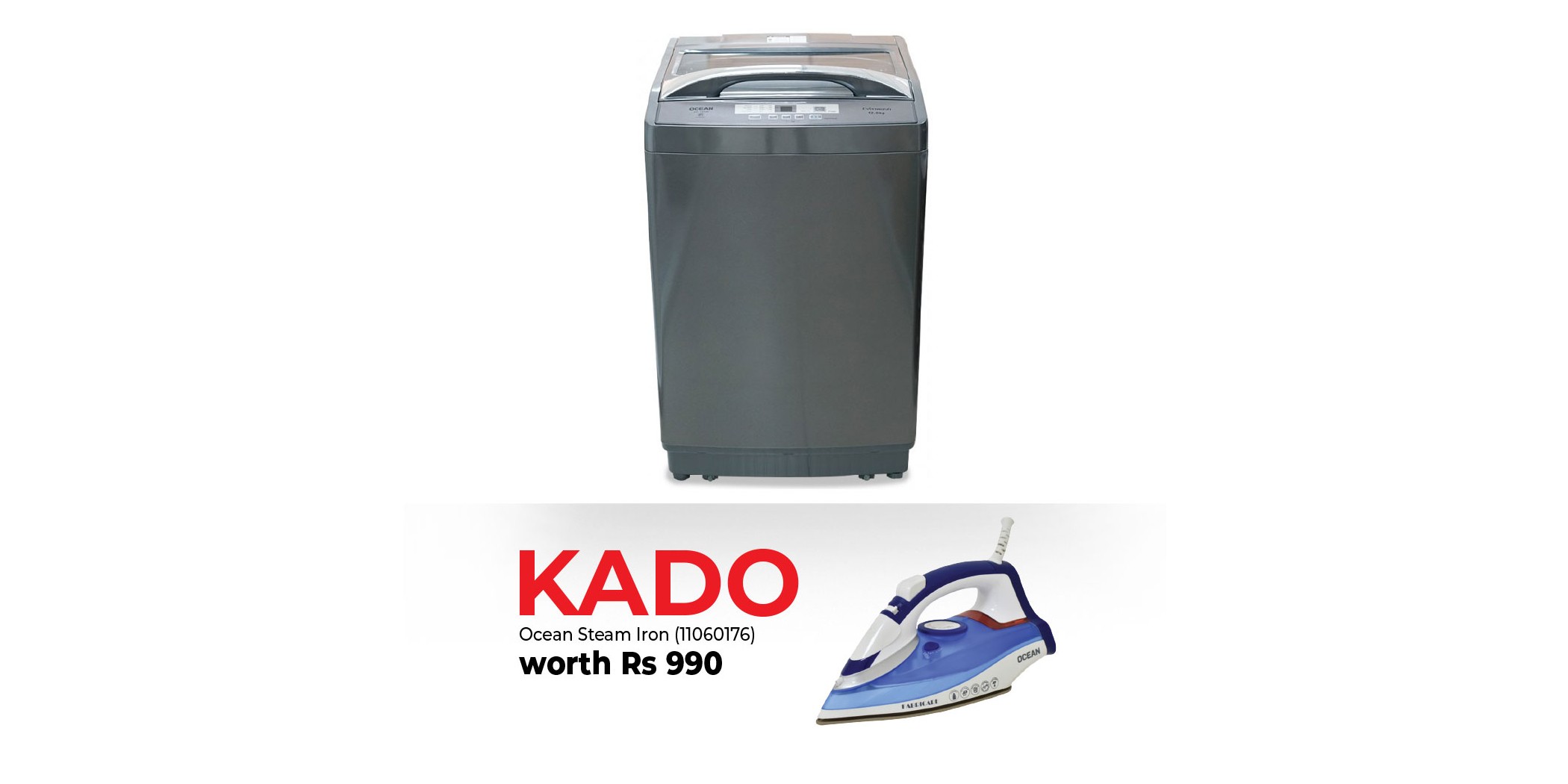 Ocean OTL 1512P Washing Machine & Free Ocean OCSI2980Z 2200W Blue Steam ...