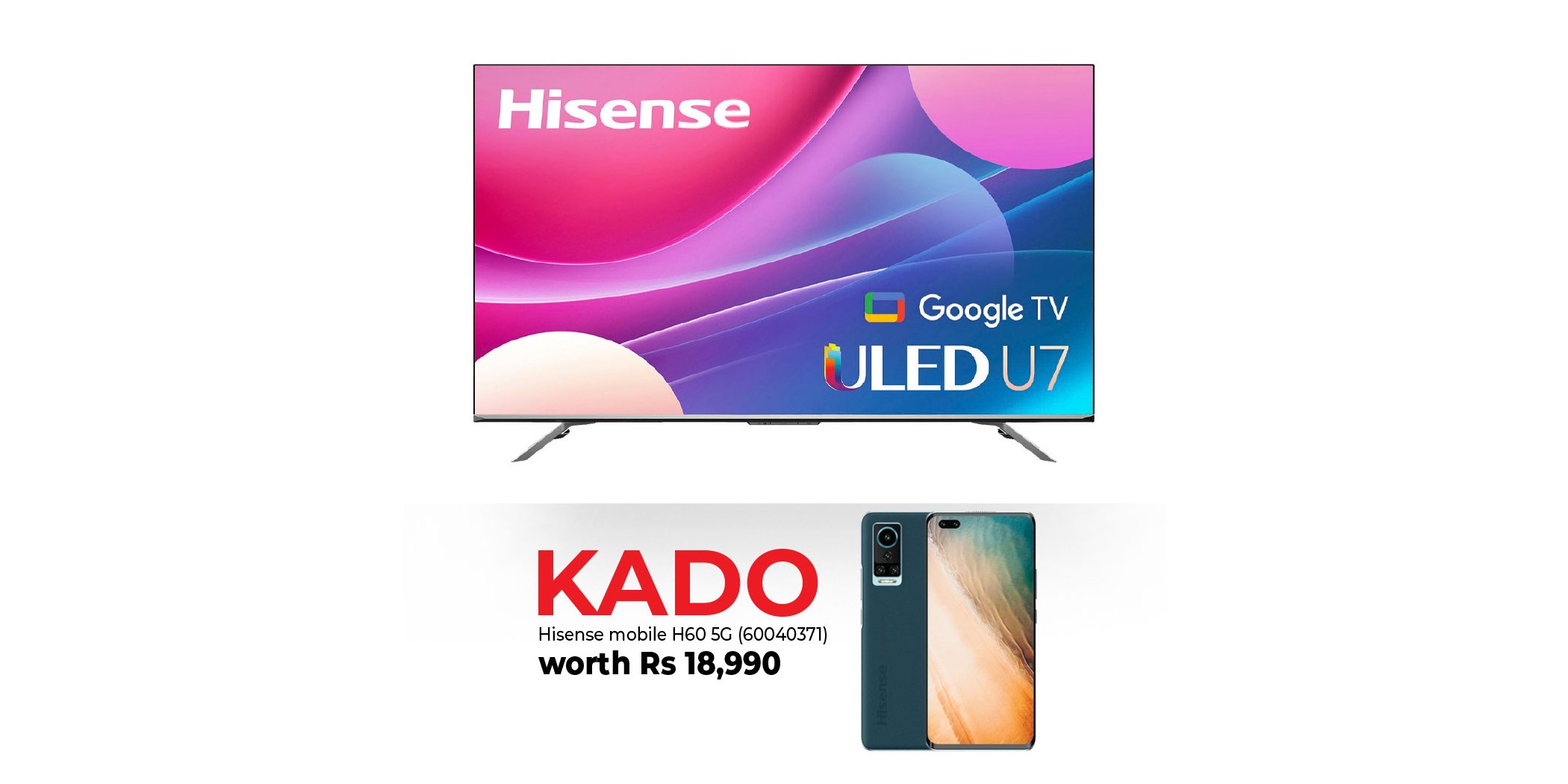 Hisense 75U7H 75” ULED 4K smart & Free Hisense Smart Phone H60 5G
