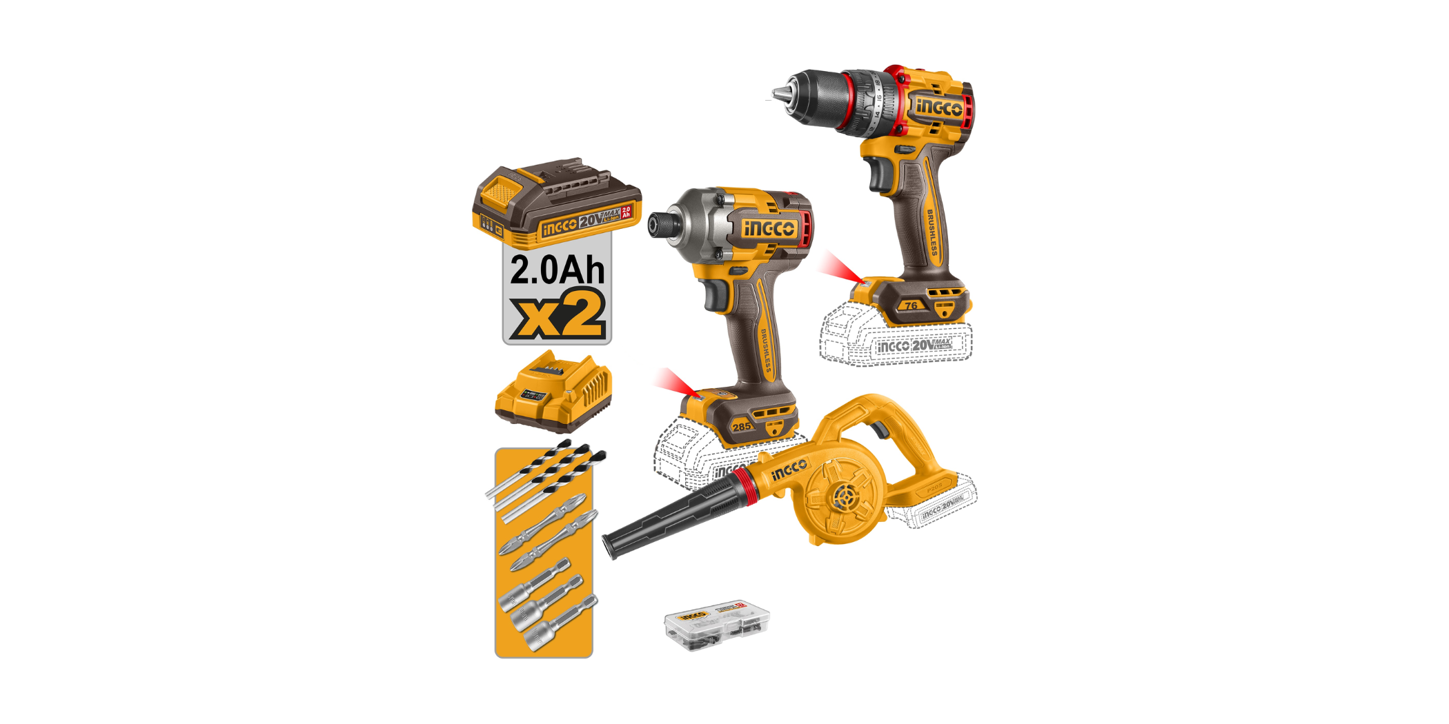 Ingco COSLI250182 3PCS Combo Kit