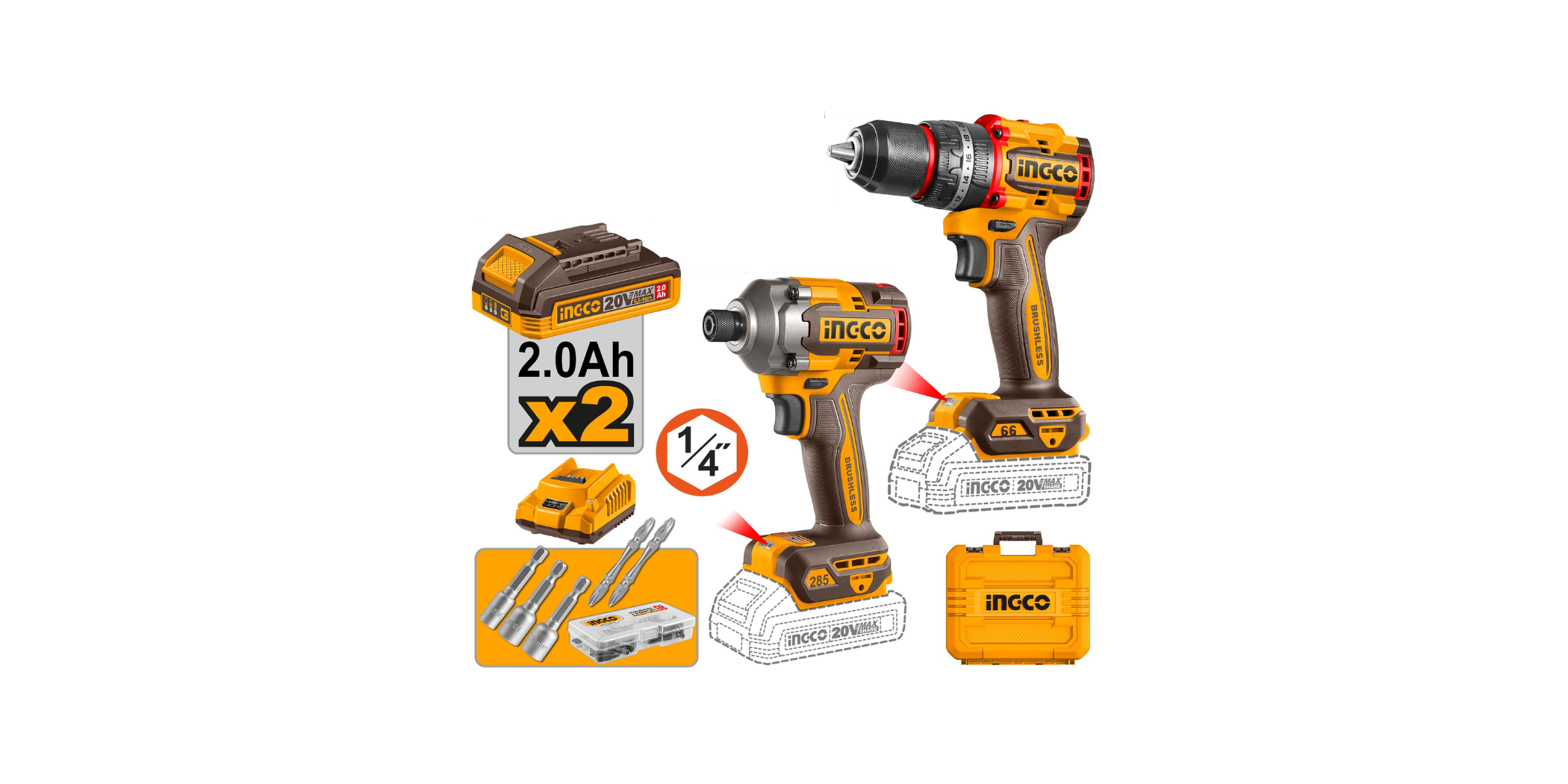 Ingco Ckli20277 Cordless 2Pcs Combo Kit