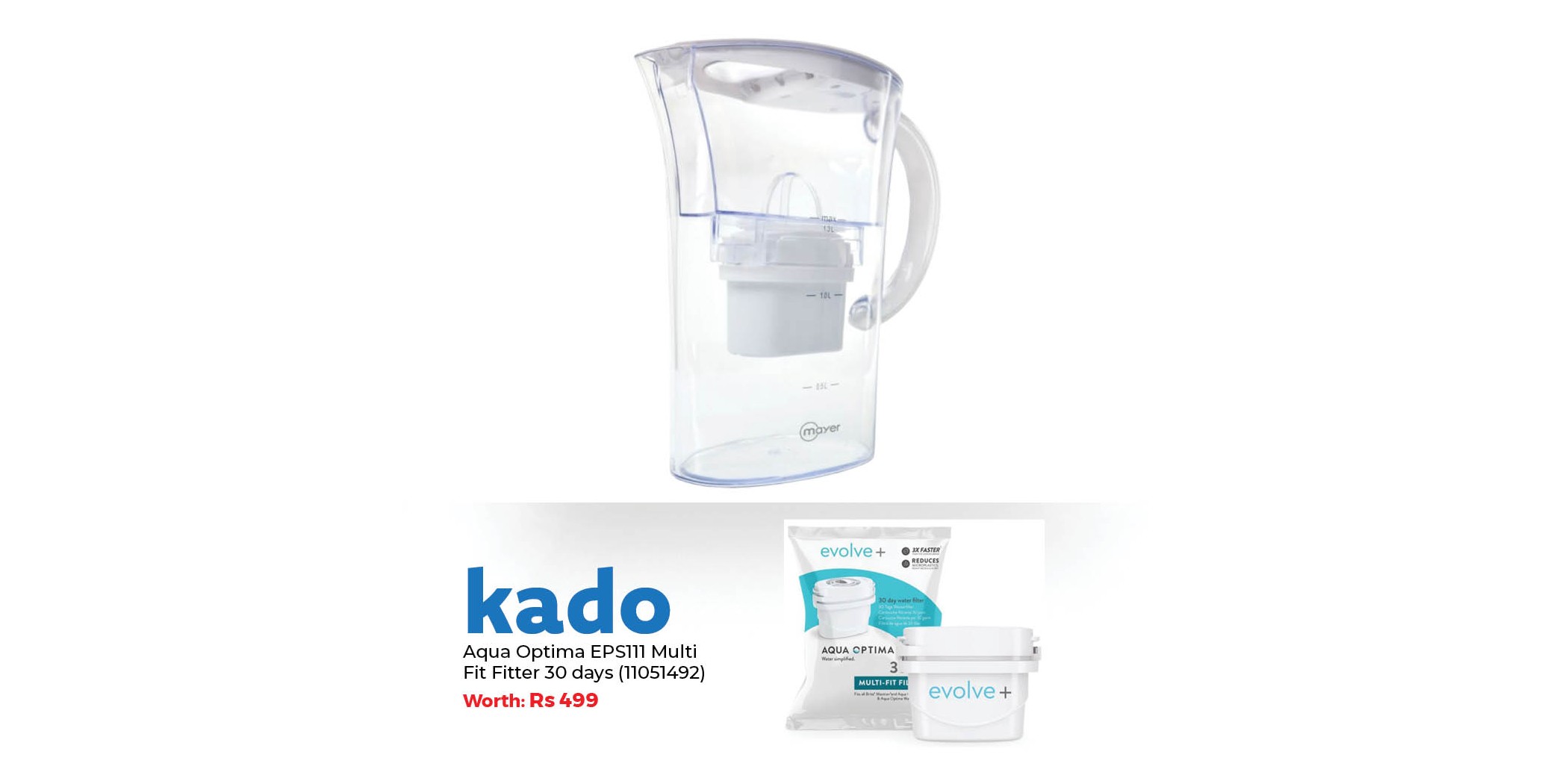 Mayer MMFK621 2L Compact Water Filter Jug & Free Aqua Optima EPS111 ...