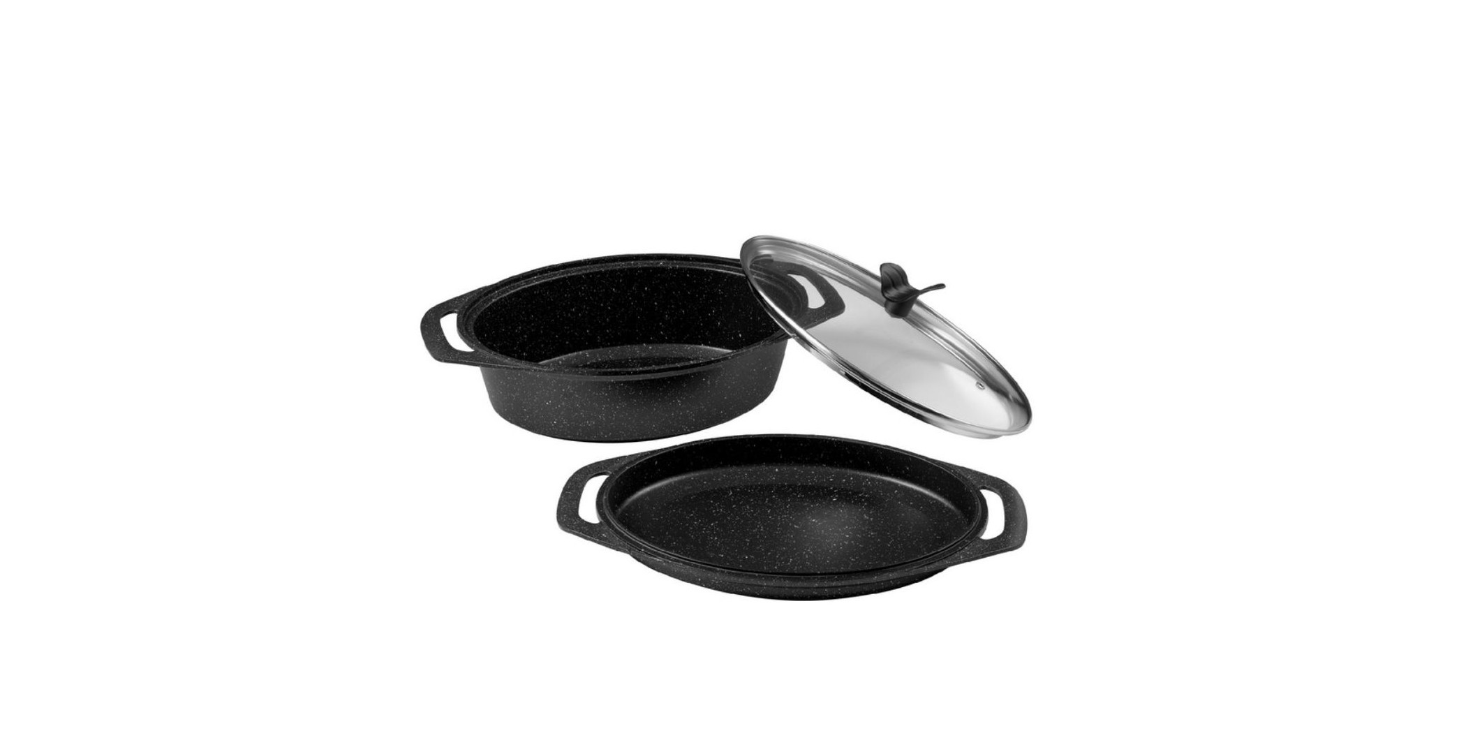 Pradel Premium 39 x 28cm 3pcs Oval Pot Cast Aluminium With Glass Lid ...
