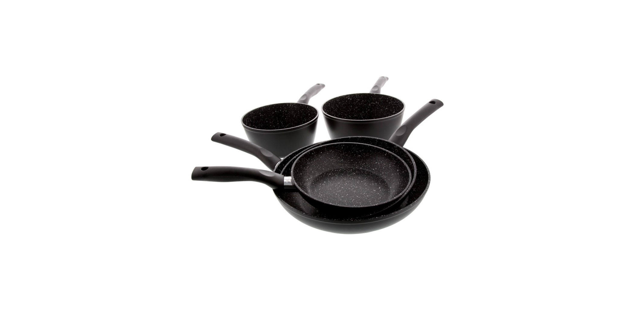 Pradel Set 3 Pans 20/24/28cm+2 Saucepans 18/20cm Stone Style Black ...