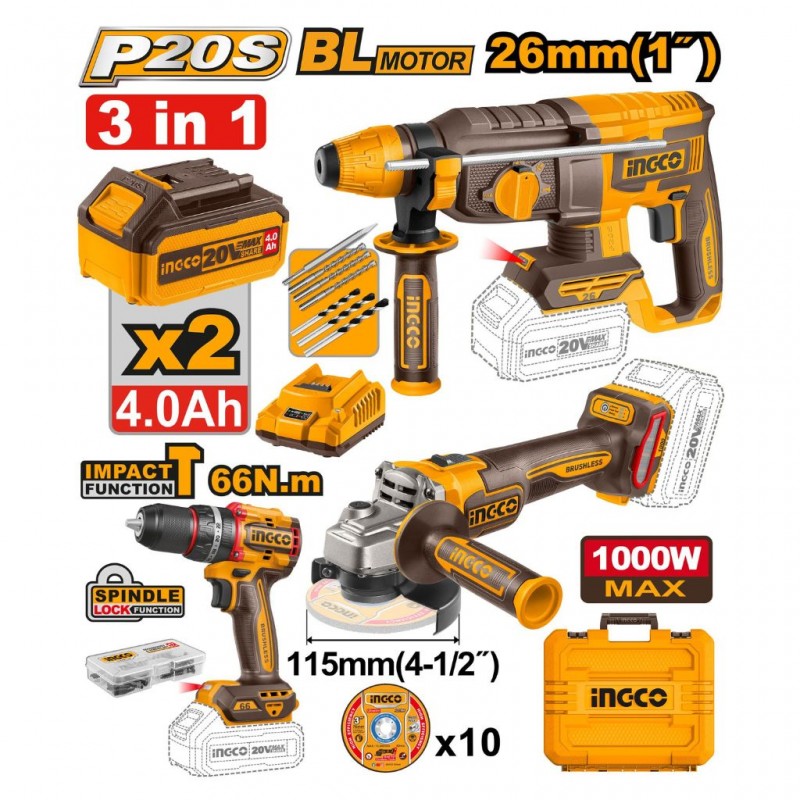 Ingco COSLI241198 3 IN 1 Combo Kit