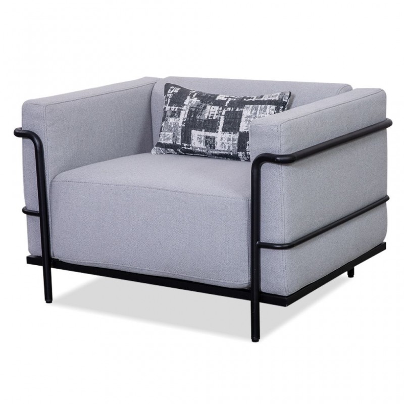 Azzuro Metal Frame Armchair Fabric Grey