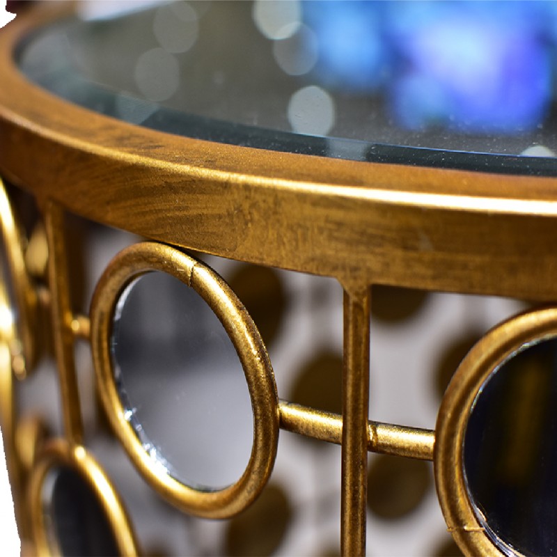 Angel Side Table in Metal & Silver With Mirror