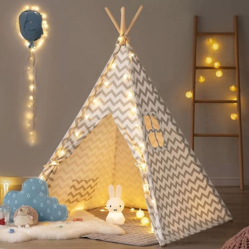 Masen Grey And White Wave Stripe 130Cm Tall Indian Tent K-2113