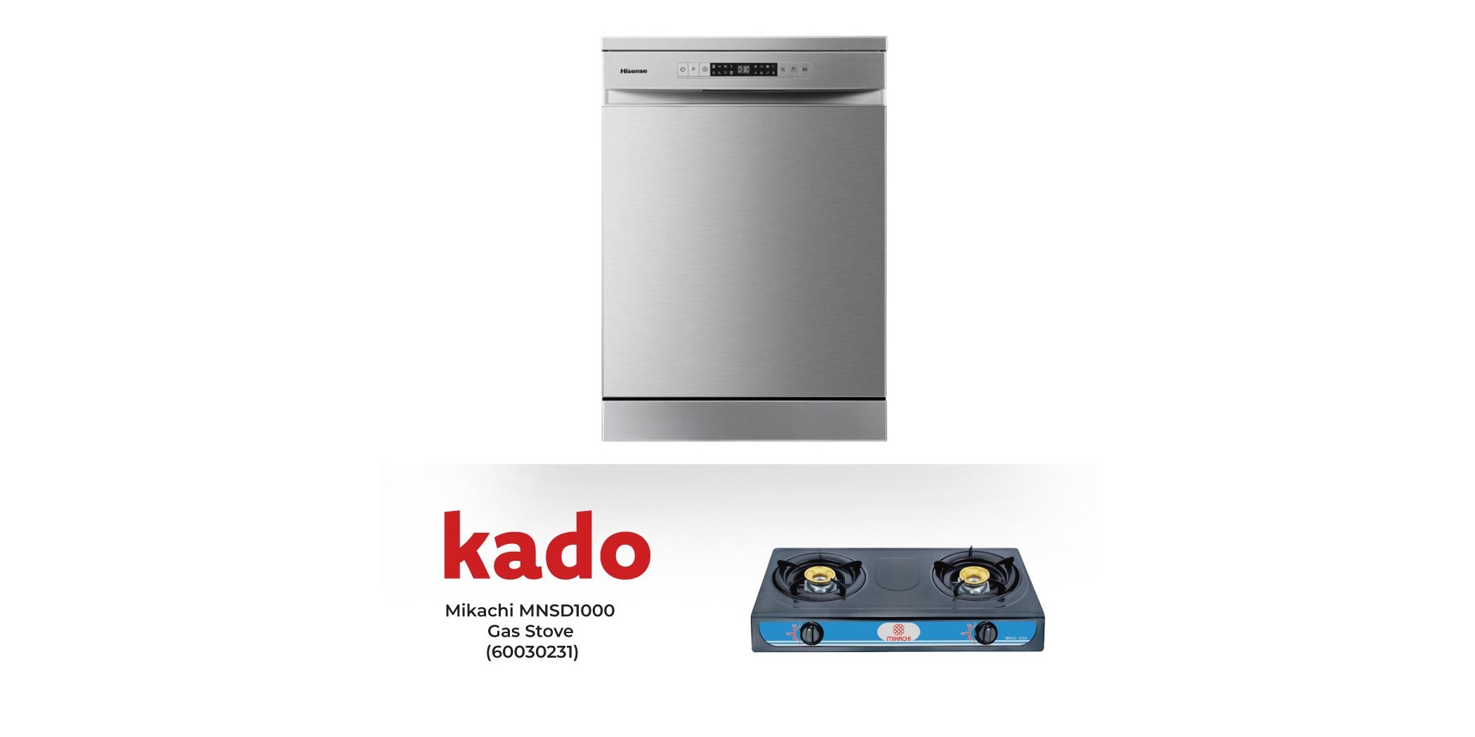 Hisense H13DX Dishwasher & Free Mikachi GH-SR2101 / MSND2250 Gas Stove