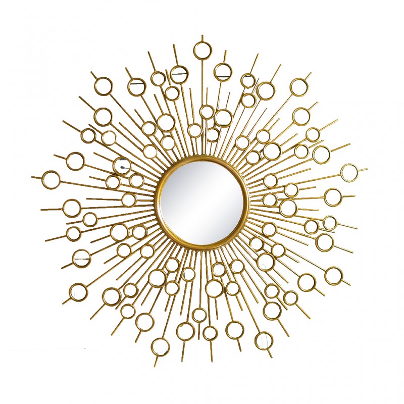 Wall Mirror In MDF Golden Finish L90xW90 cm