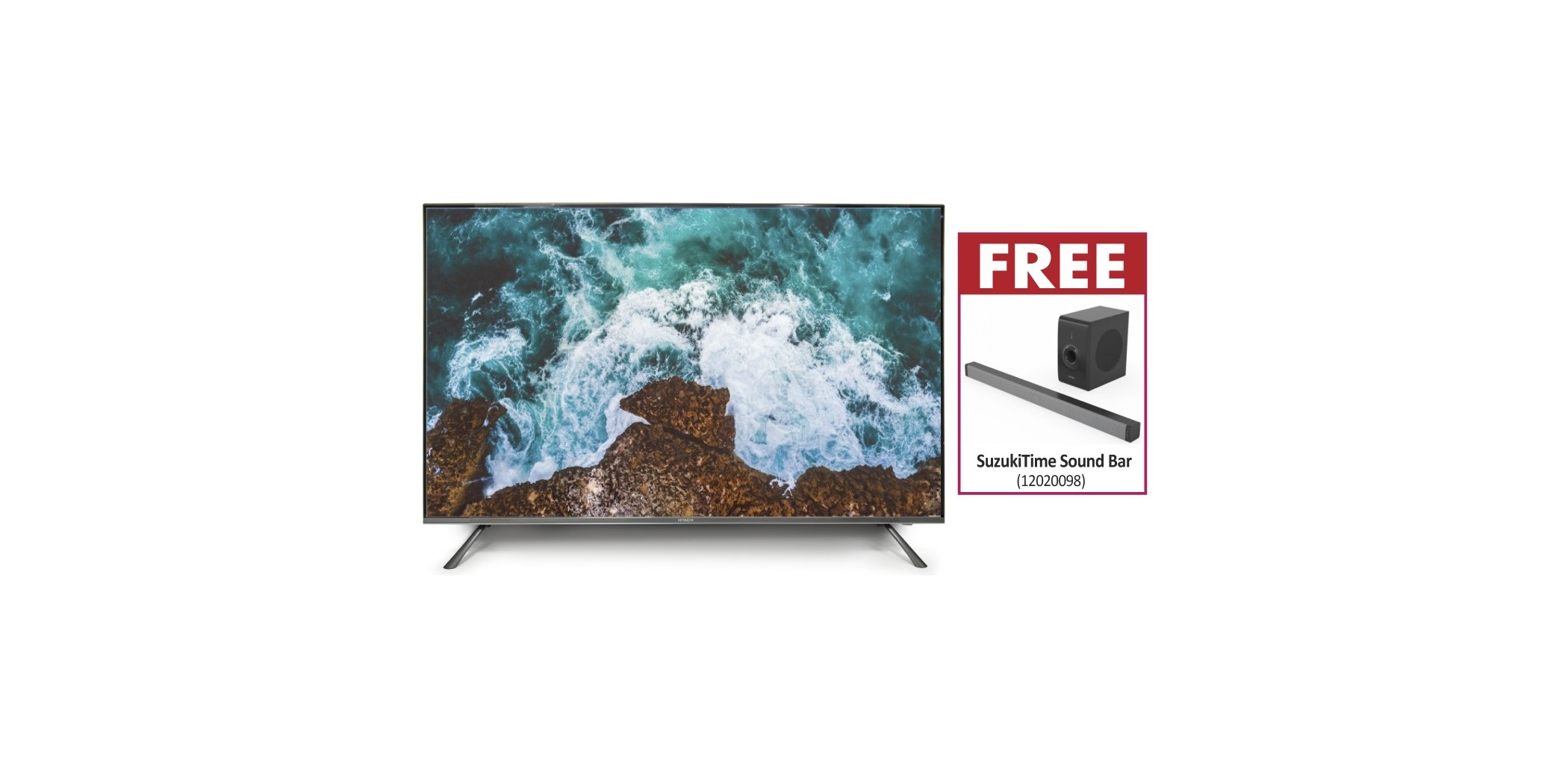 Hitachi LD65HTS08U 65" 4K Smart LED TV & Free SuzukiTime SB 821 Sound Bar