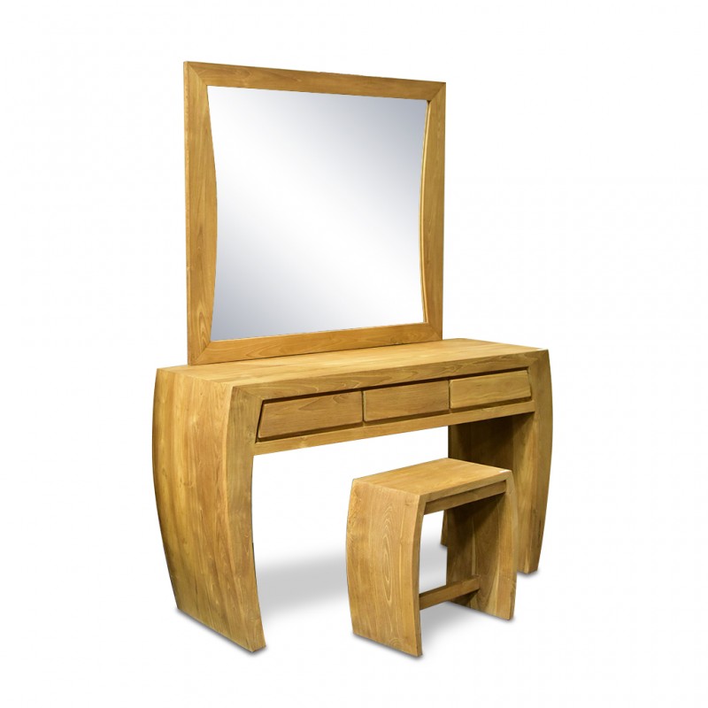 Regina Dressing Table With Mirrors & 3 Drawers In Teak