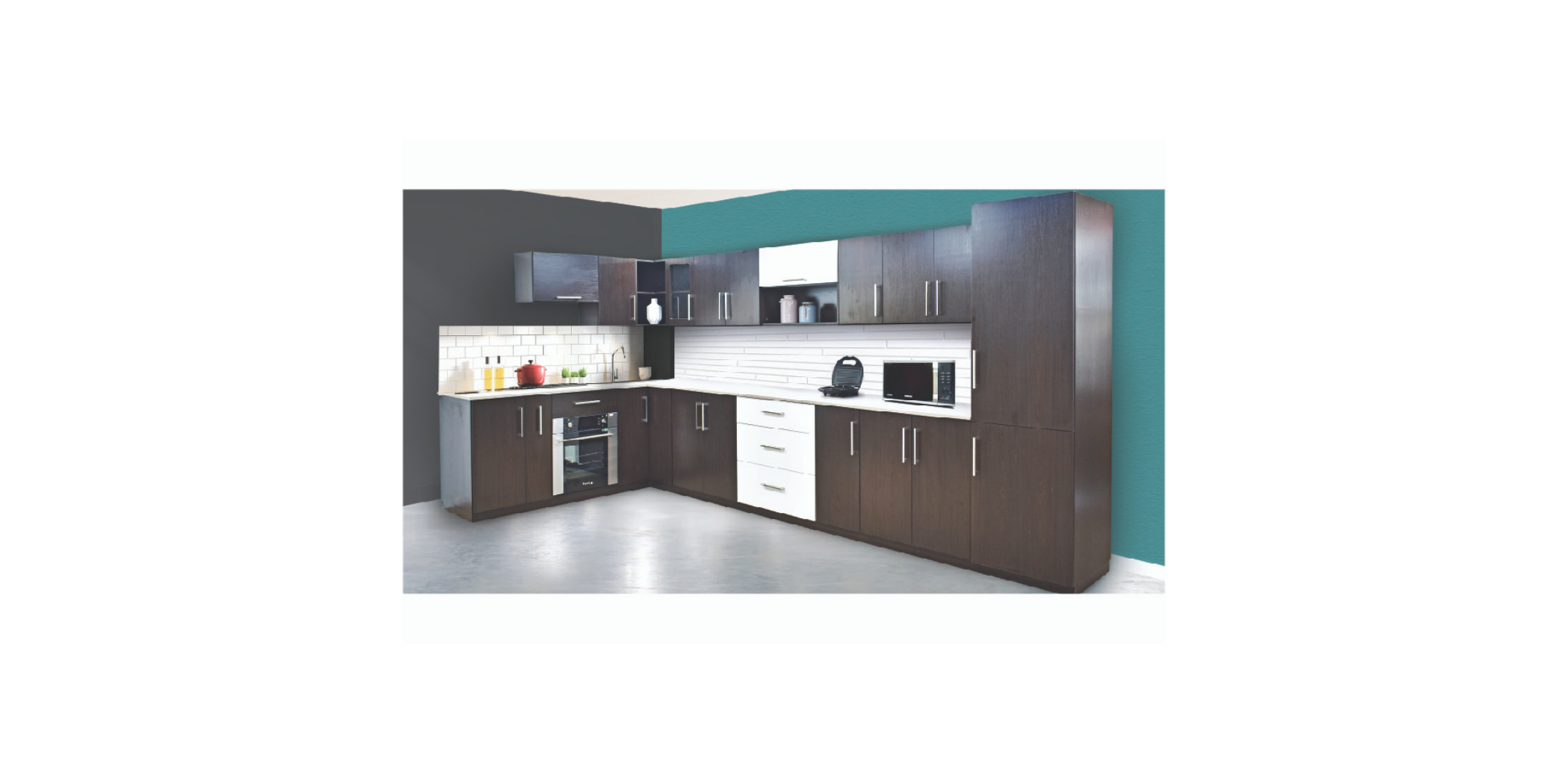 Built In Kitchen Set Black & White Deco