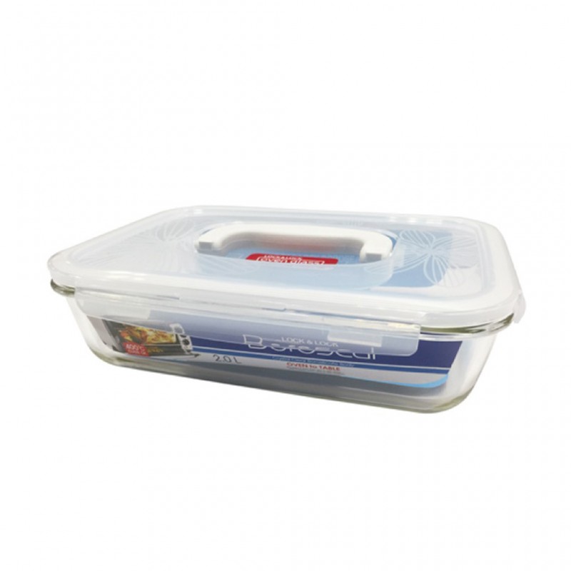 Lock & Lock LLG462 2L Ovenglass Euro Rectangular W/Handle HC328 "O"