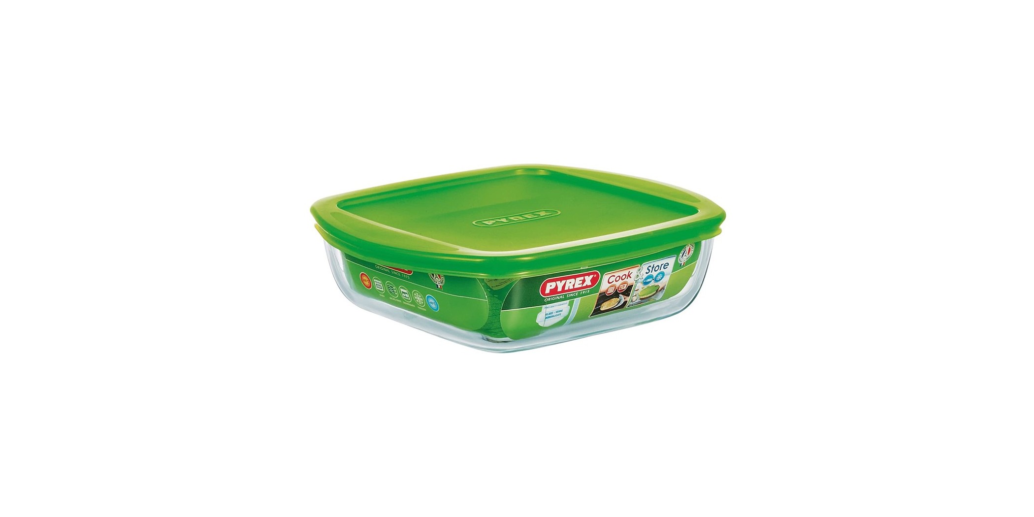 Pyrex COOK AND STORE 1L Square Dish With Plastic Lid 20x17x5.5cm ...