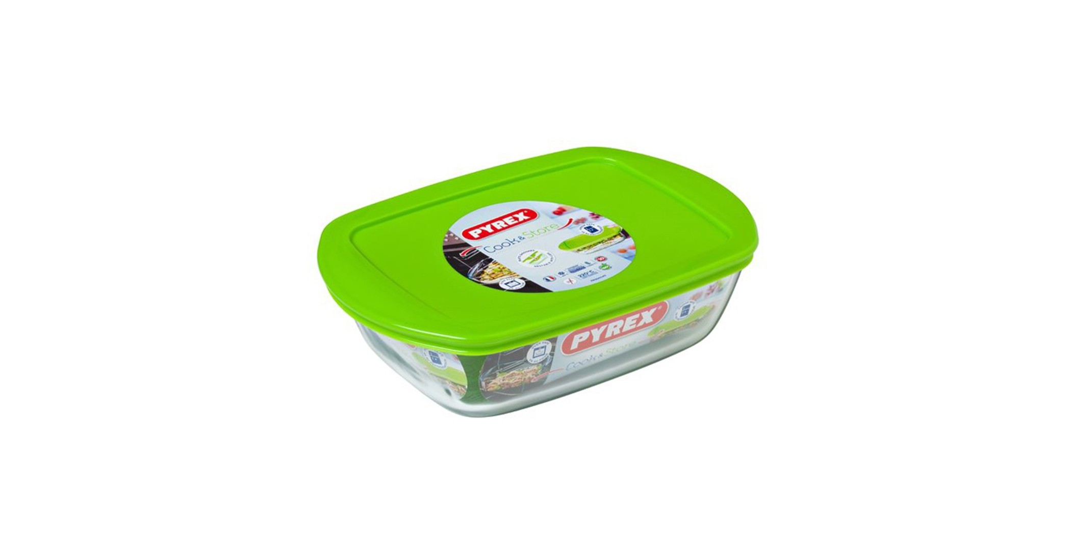 Pyrex COOK AND STORE 1.1L Rectangle Dish With Plastic Lid 23x15x6cm ...
