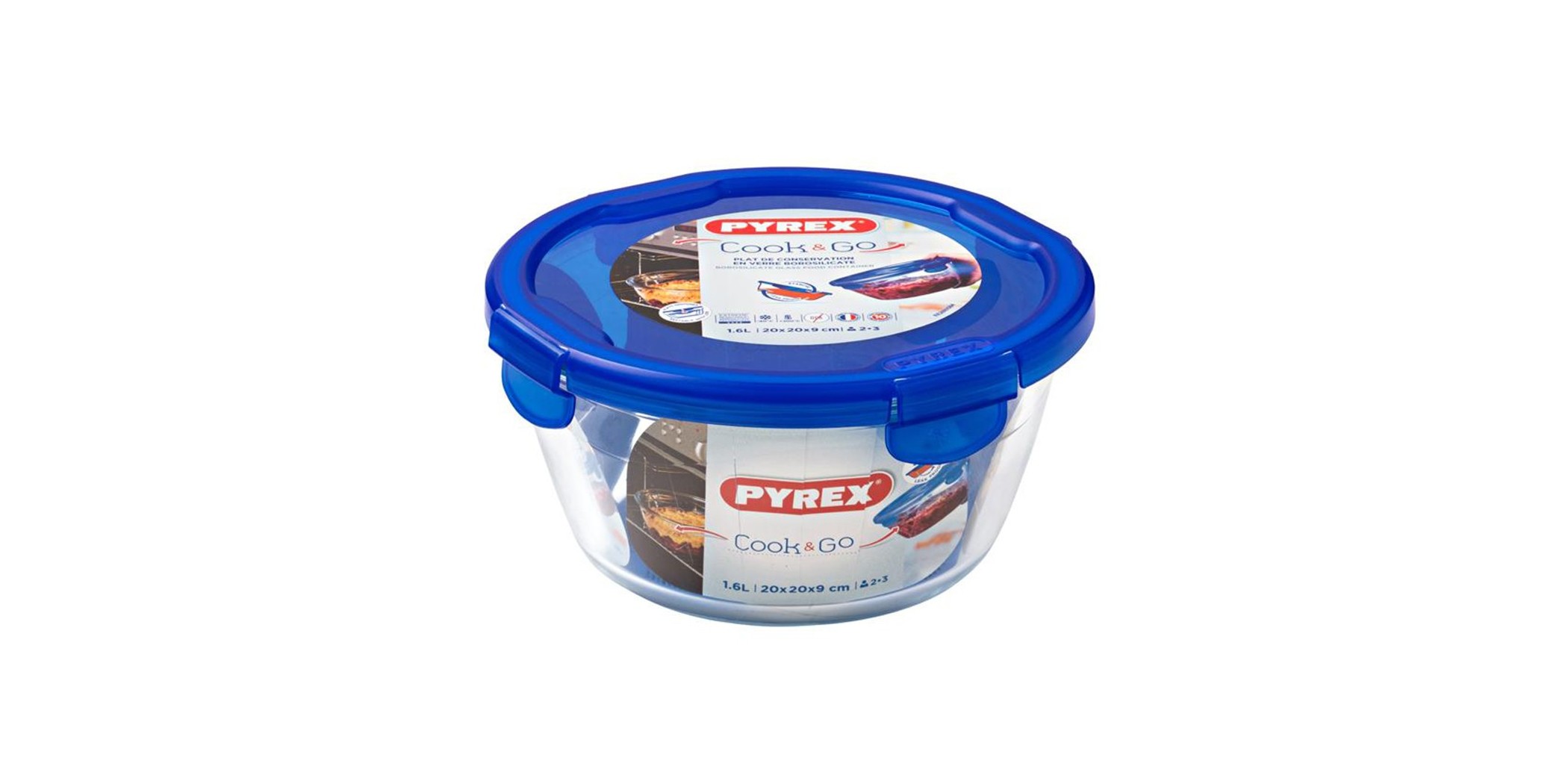 Pyrex COOK AND GO 19cm Medium Round Dish With Plastic Lid - 10090245 "O"