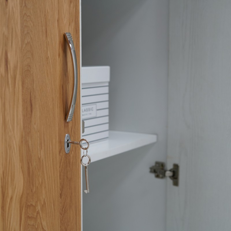 Tessa Wardrobe 4 Doors MDF Off White & Able Oak