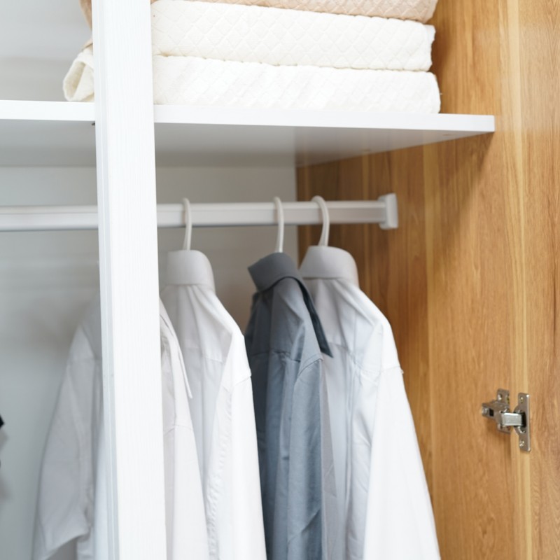 Tessa Wardrobe 4 Doors MDF Off White & Able Oak