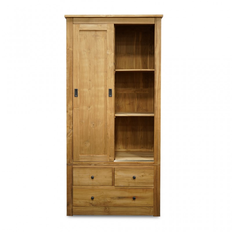 Aldo Wardrobe 2 Doors/3 Drawers In Teak