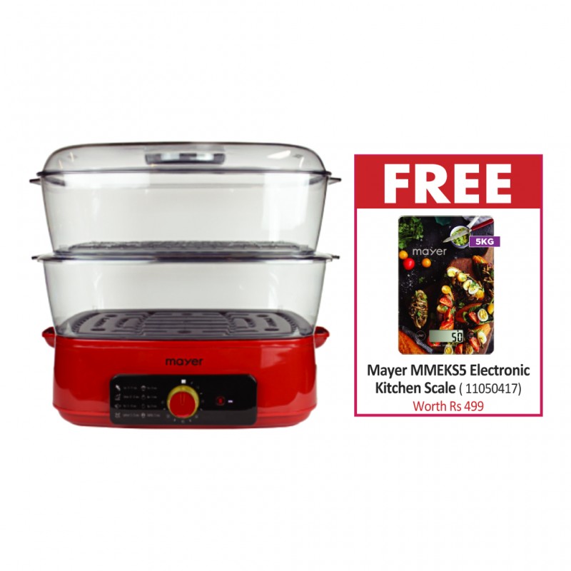 Mayer MMFS28 28L Red Food Steamer & FREE Mayer MMEKS5 5KG Electronic ...