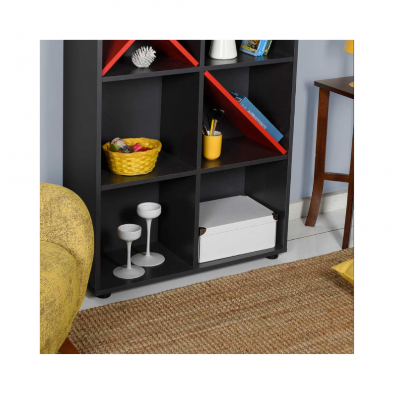 Gaming Bookcase With 10 Shelves Anthracite & Red