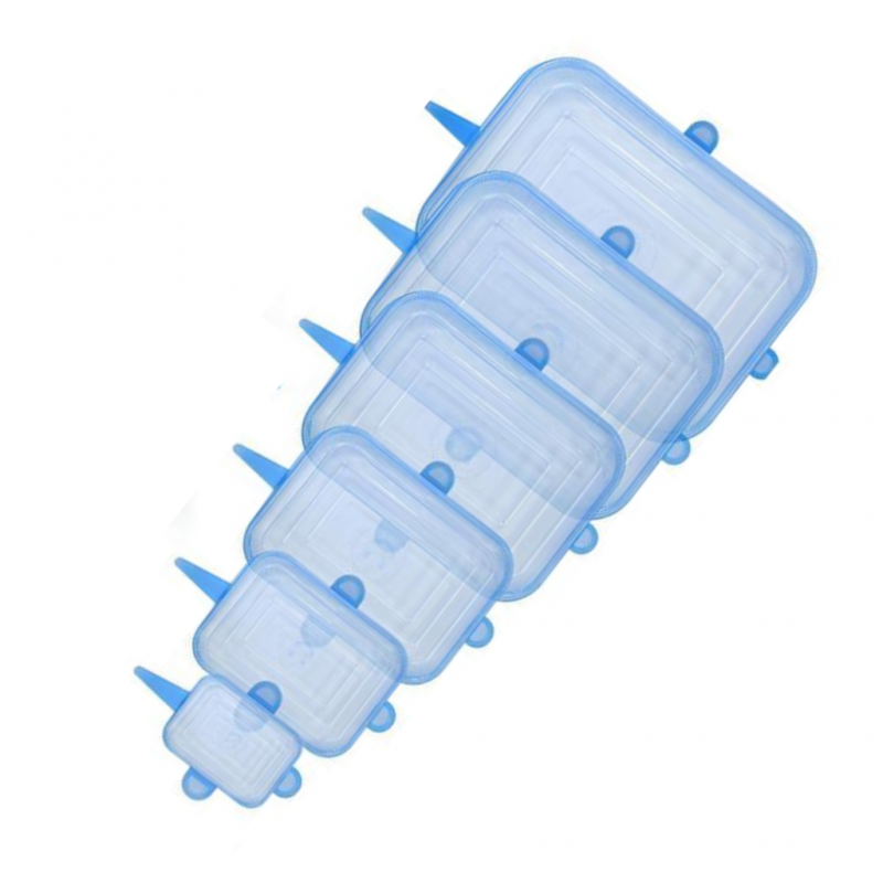 Lids Silicon Rectangular SRECL-B Blue Cover 6pcs of Different Diameter "O"