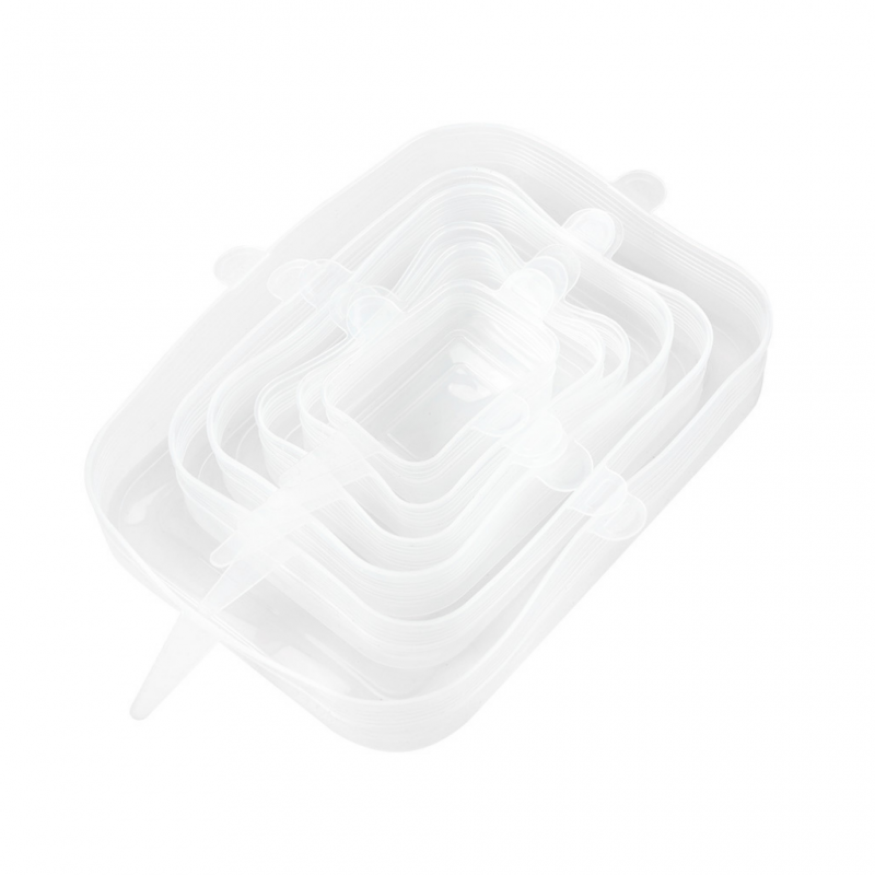 Lids Silicon Rectangular SRECL-W White Cover 6pcs of Different Diameter "O"