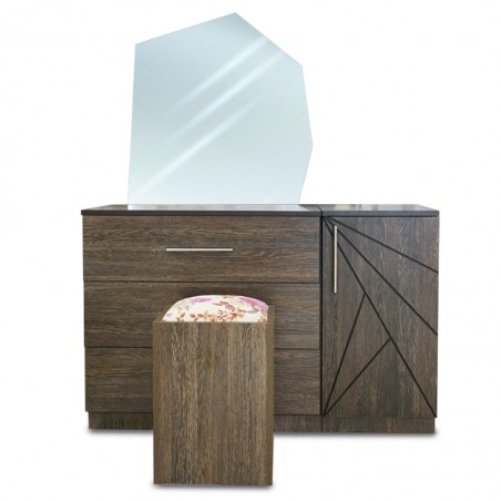 Rainbow Dressing Table & Pouf MDF Light Wengue