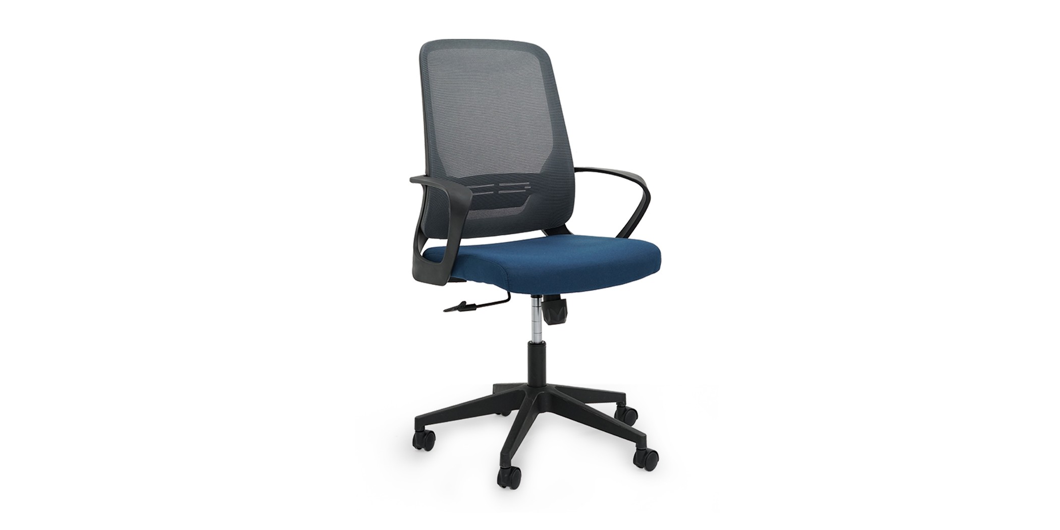 Ivyana Low Back Office Chair Grey Color/ Blue Seat