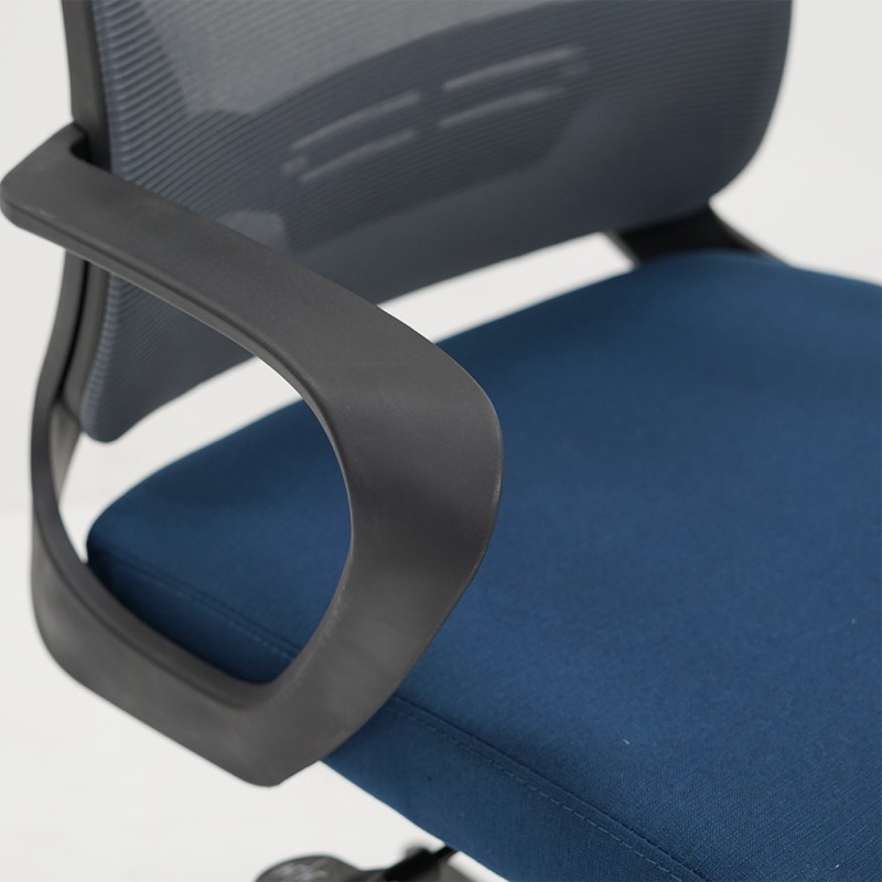 Ivyana Low Back Office Chair Grey Color/ Blue Seat