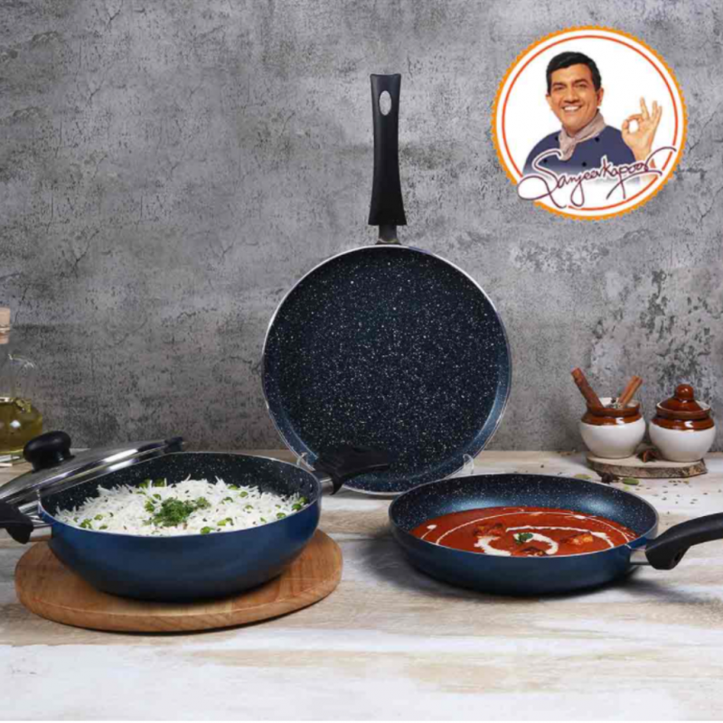 Wonderchef WON536 Sigma 4pc Midnight Blue Aluminium Cookware Set