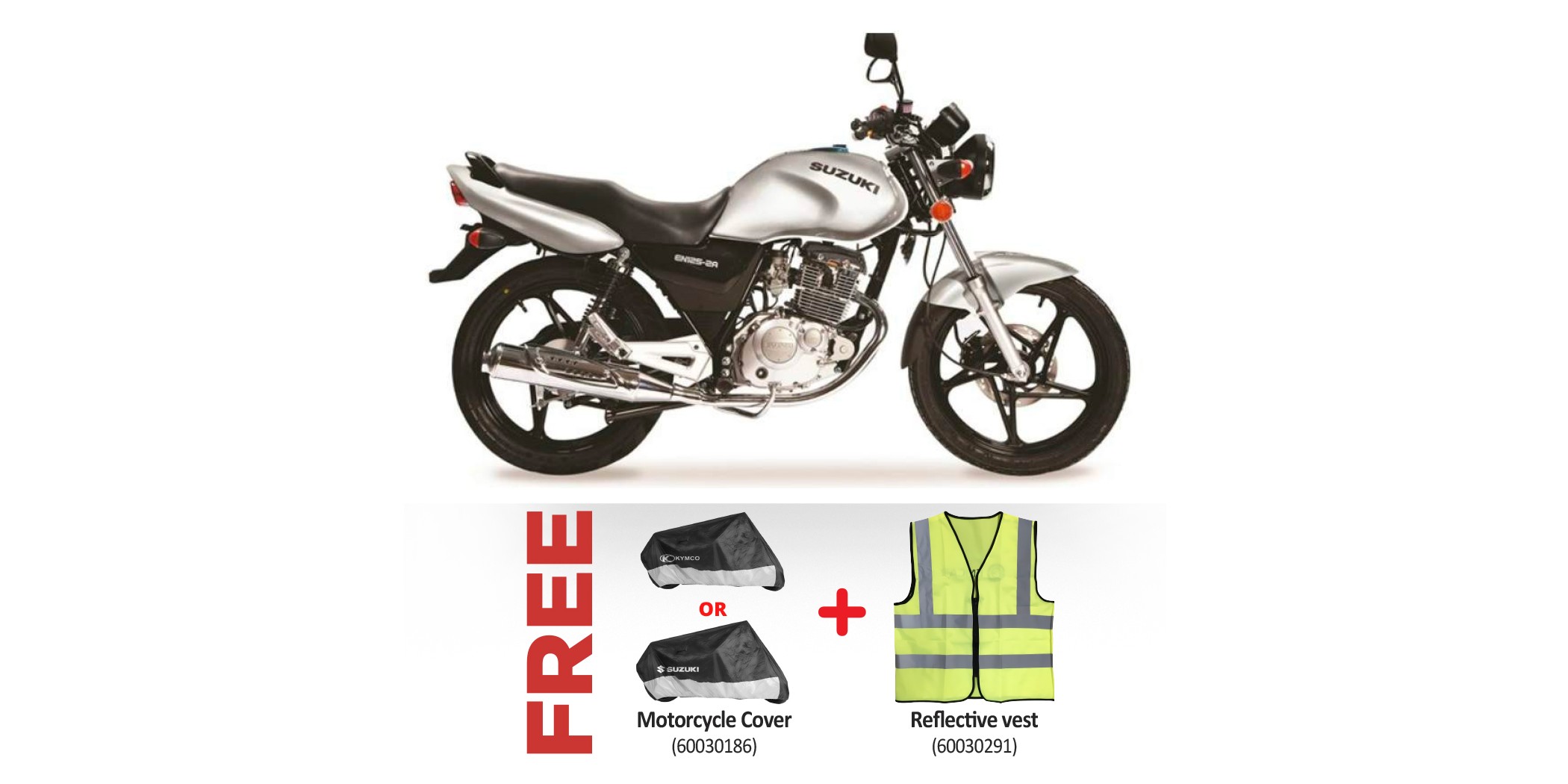 Suzuki En125-2a Silver 124cc Motorbike & Free Motorcycle Cover ...