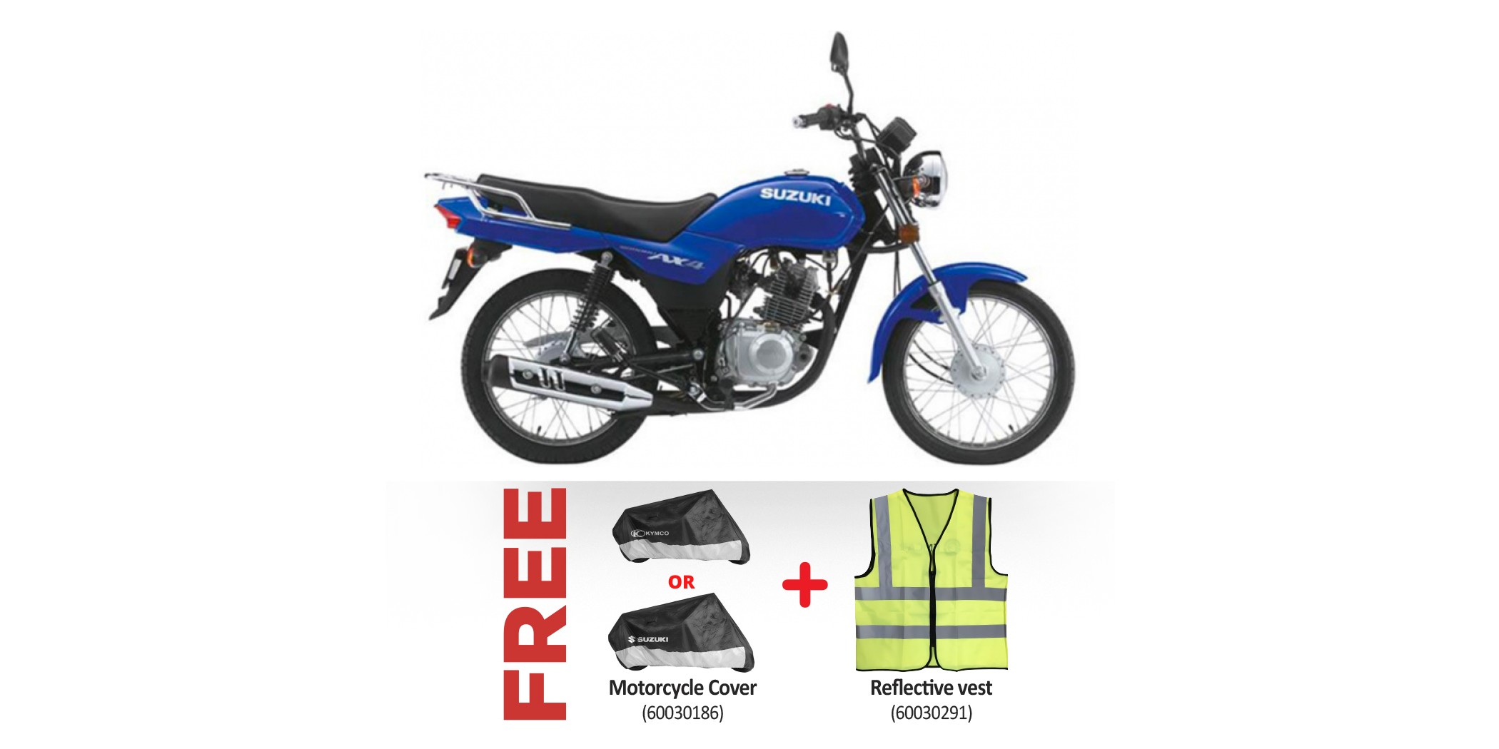 Suzuki GD115HU AX4 Blue Motorbike & Free Motorcycle Cover + Reflective vest