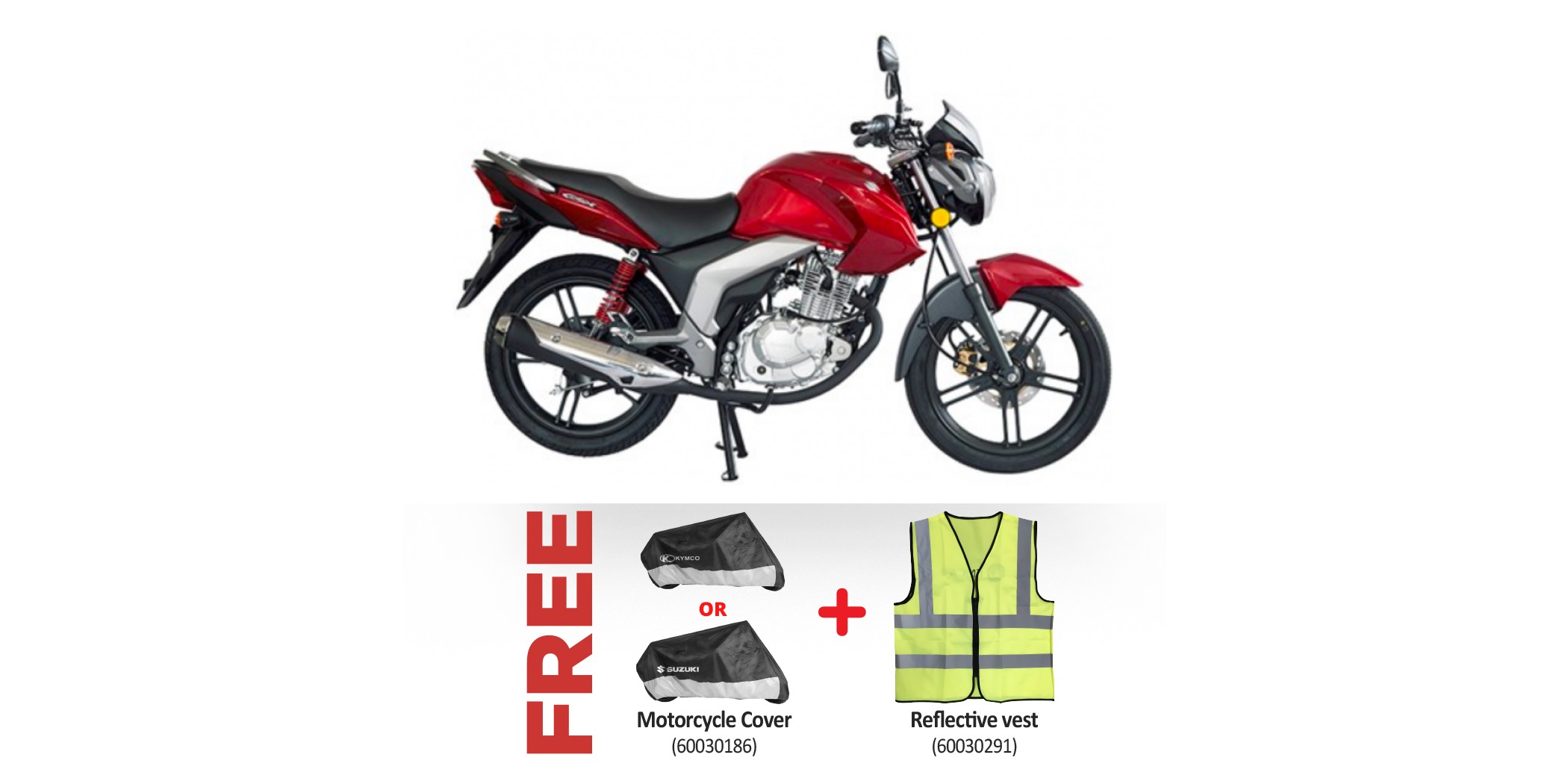 Suzuki GSX125 125cc Red Motorcycle & Free Motorcycle Cover + Reflective ...