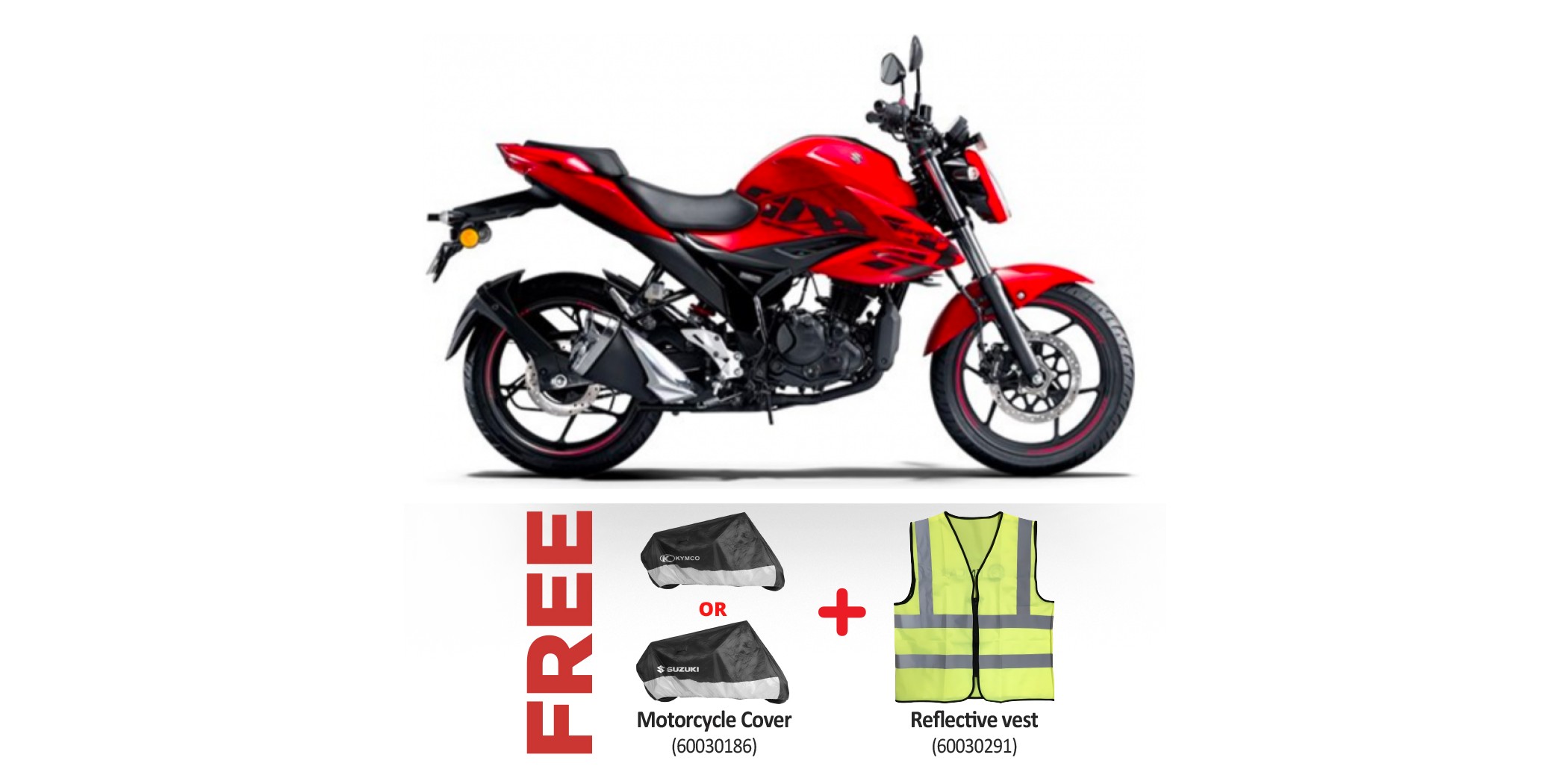 Suzuki GSX150DFZ Red motorbike & Free Motorcycle Cover + Reflective vest