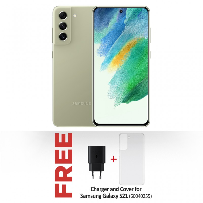 Samsung Galaxy S21 FE Green & Free Charger and Cover for Samsung Galaxy S21