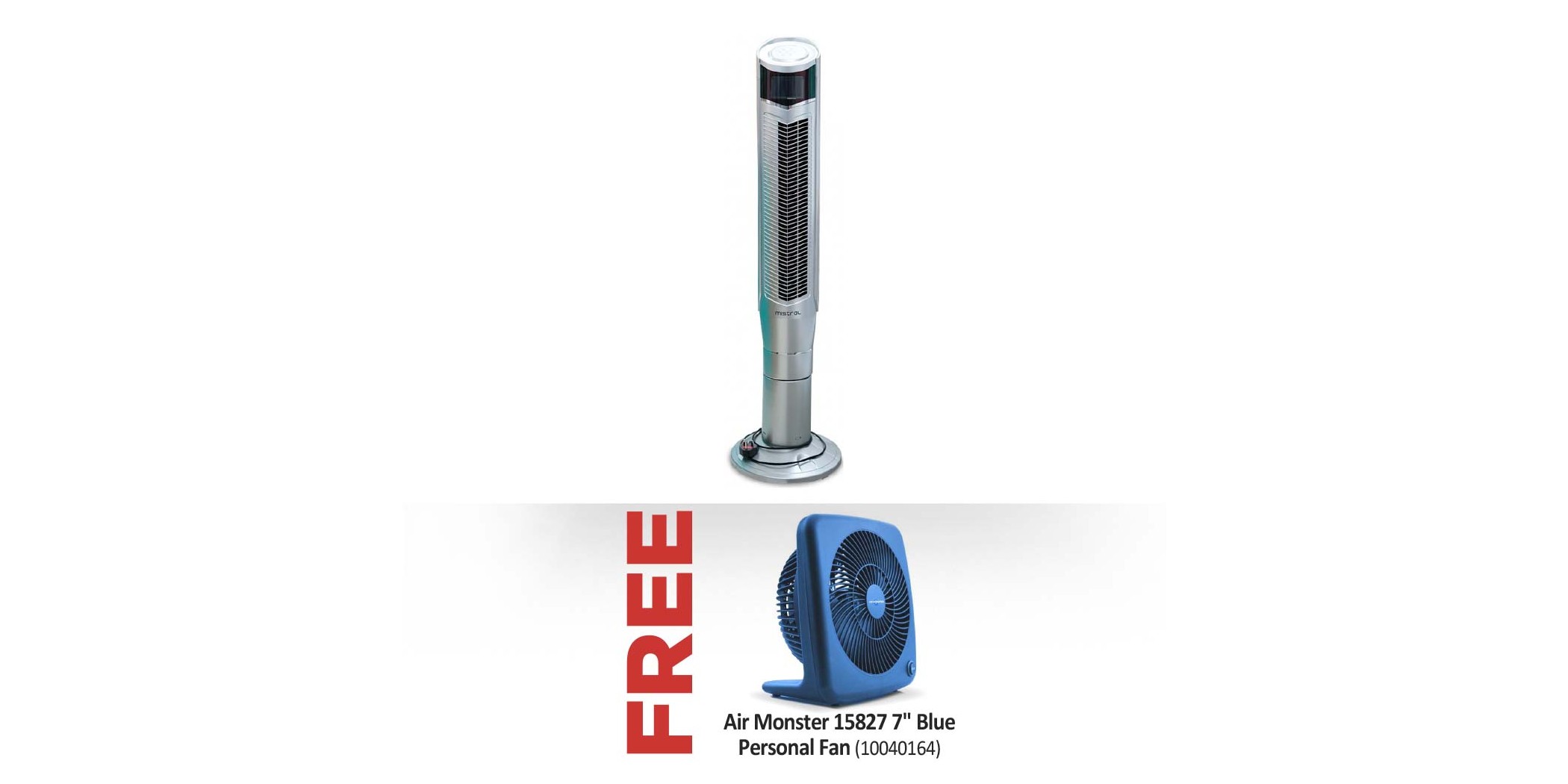 Mistral MFD368SR Silver Tower Fan with Remote & Free Air Monster 15827 ...