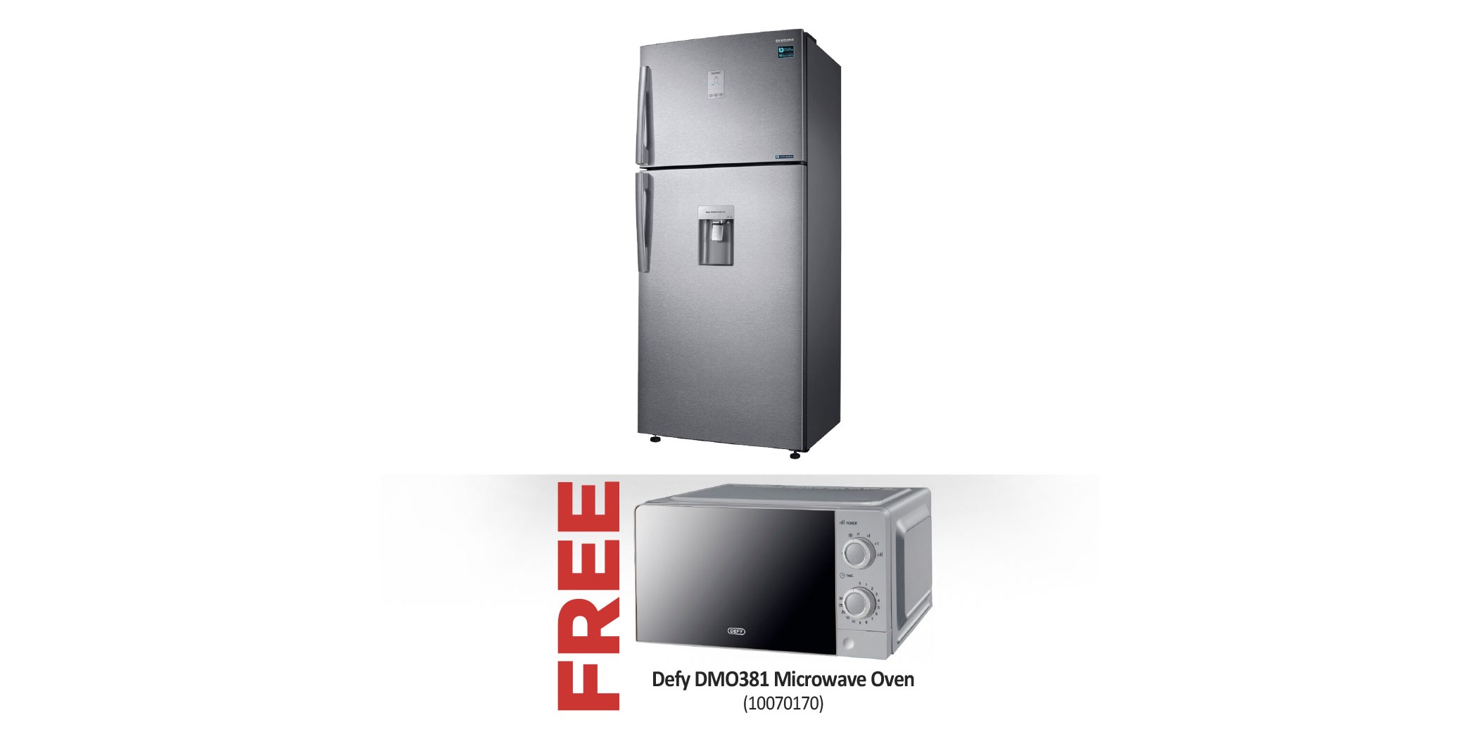 Samsung RT53K6510SL/EF Refrigerator & Free Defy DMO381 Microwave Oven