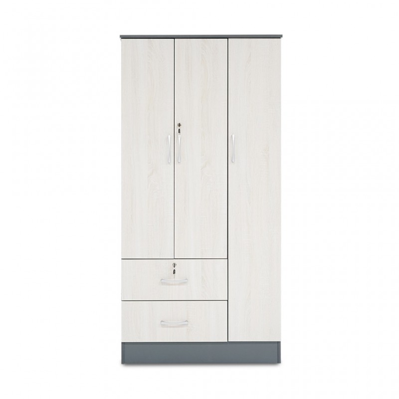 Solo Wardrobe 3 Doors White Wash PB