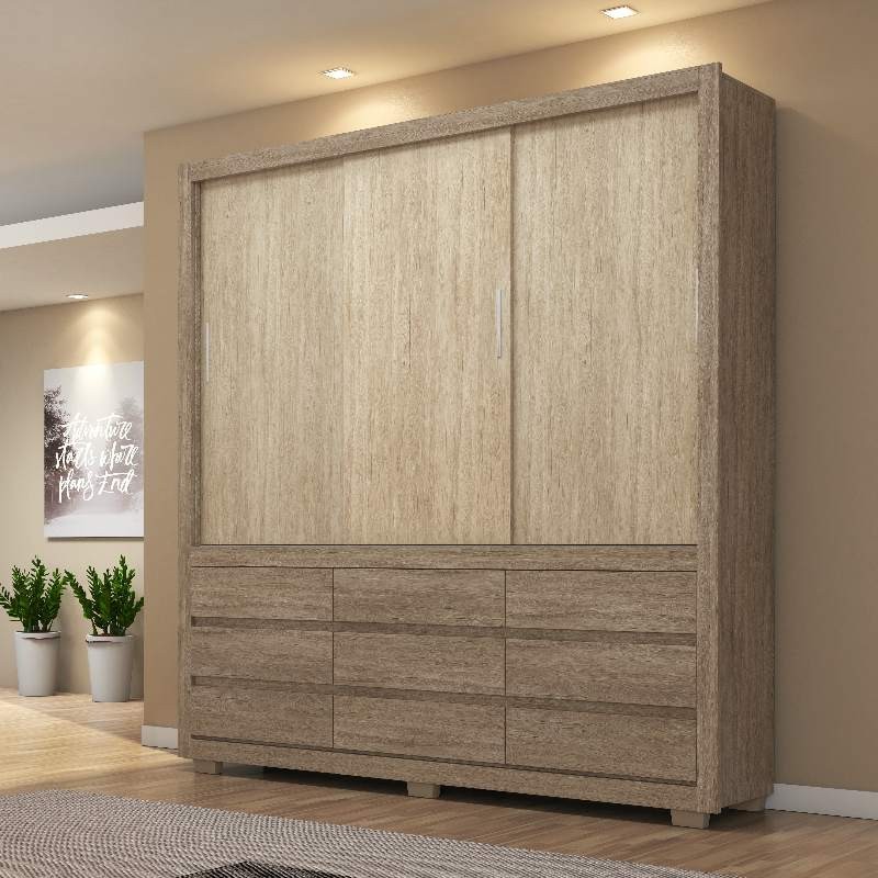 Detroit Wardrobe 3 Drs Walnut/Vanilla PB