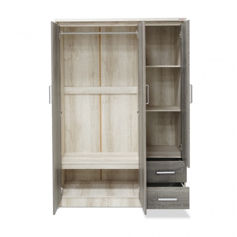 Danilo Wardrobe 3 Doors Castillo Oak & Toro Oak