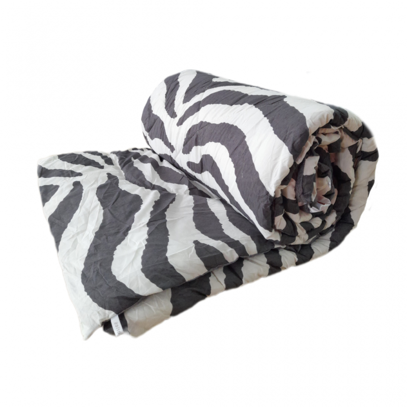 Quilt 200 X 230 cm Grey Zebra Print Cotton