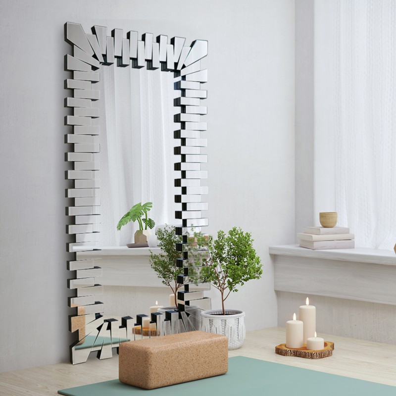 Floor Mirror in MDF Silver Finish W90x H180 cm JC-MN212