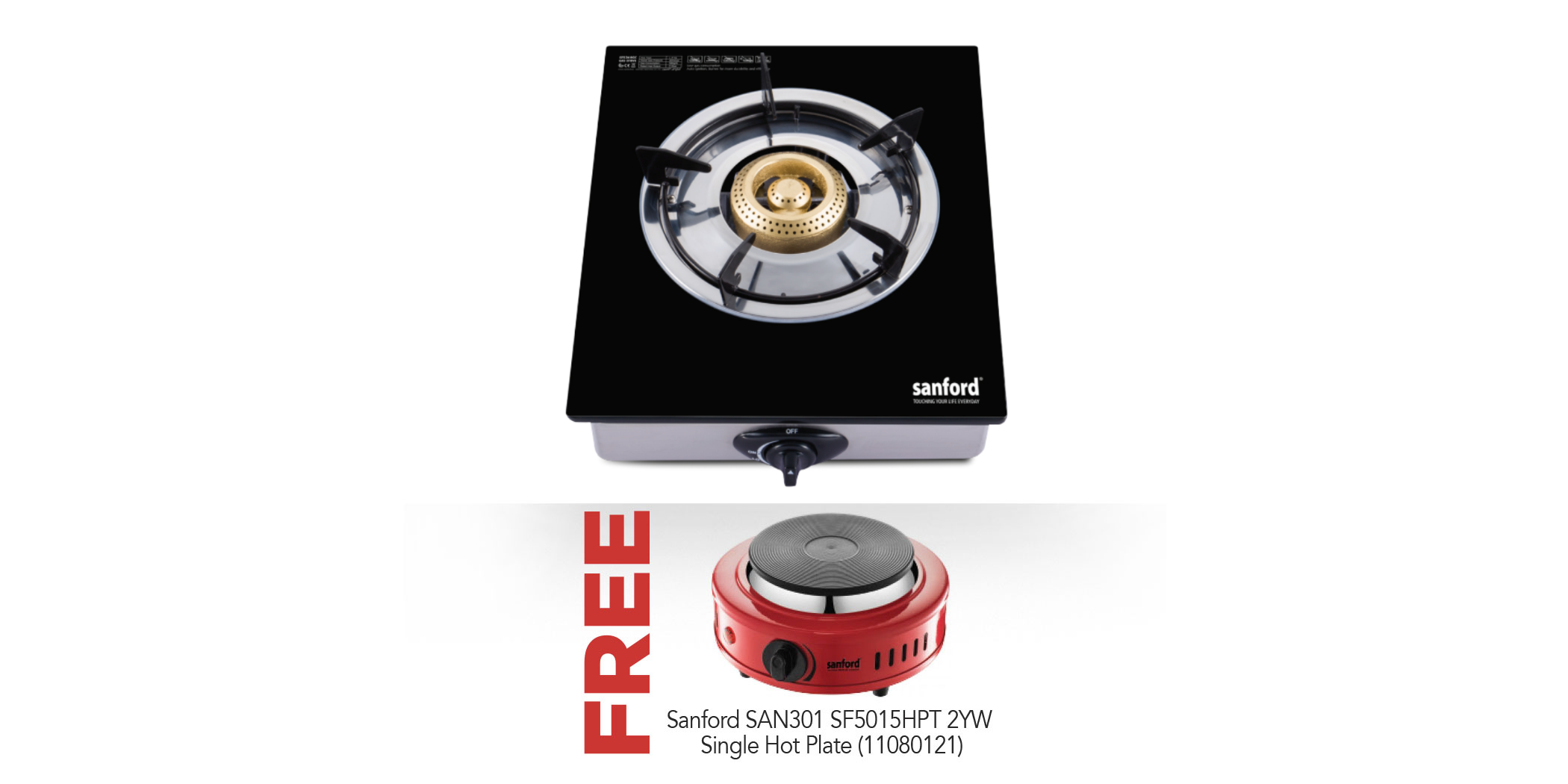 Sanford SAN510 SF5360GC Single 2YW Tempered Glass Gas Stove & Free ...
