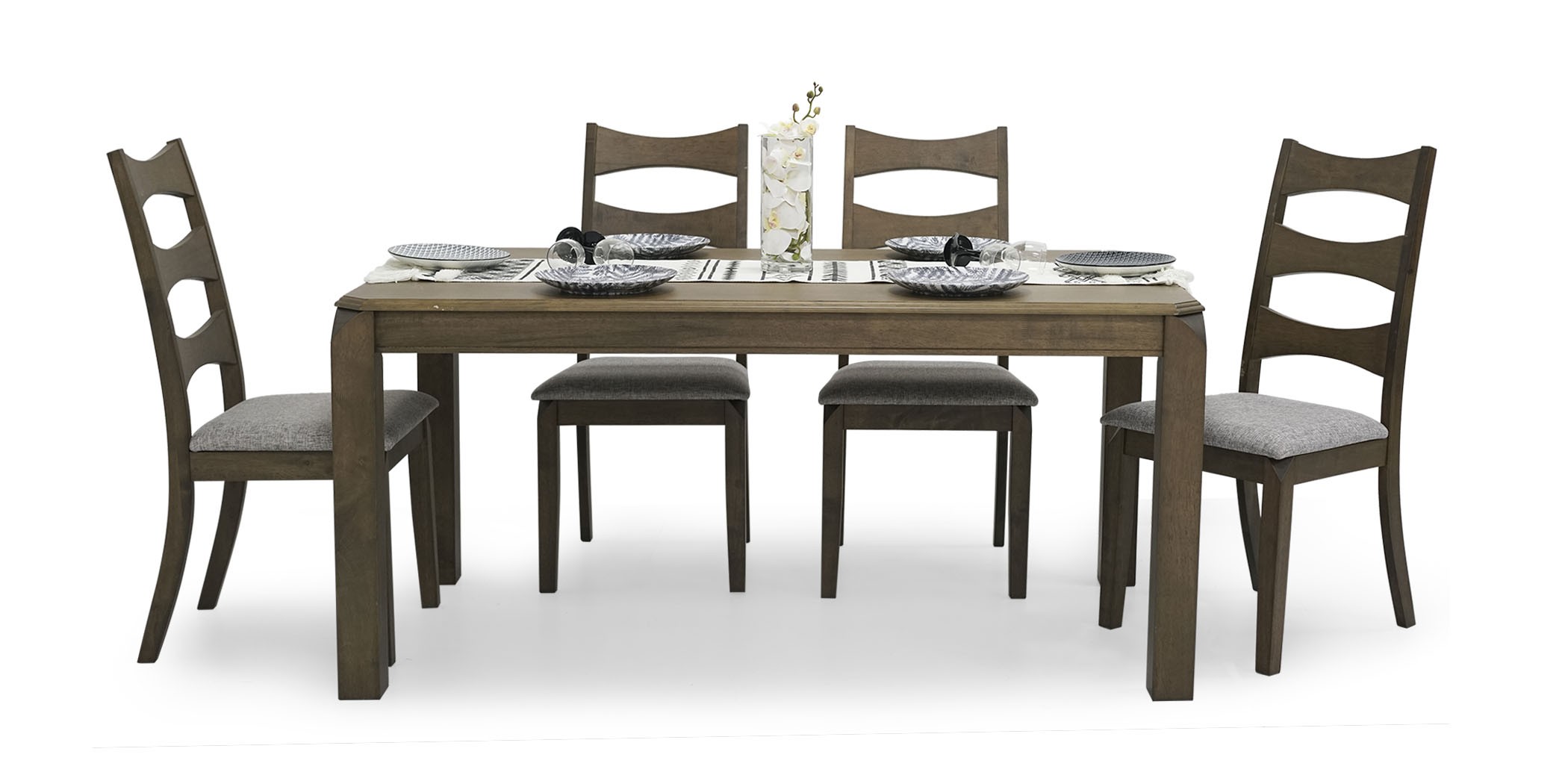 Titus Table and 6 Chairs Antique Nyatuh Rubberwood