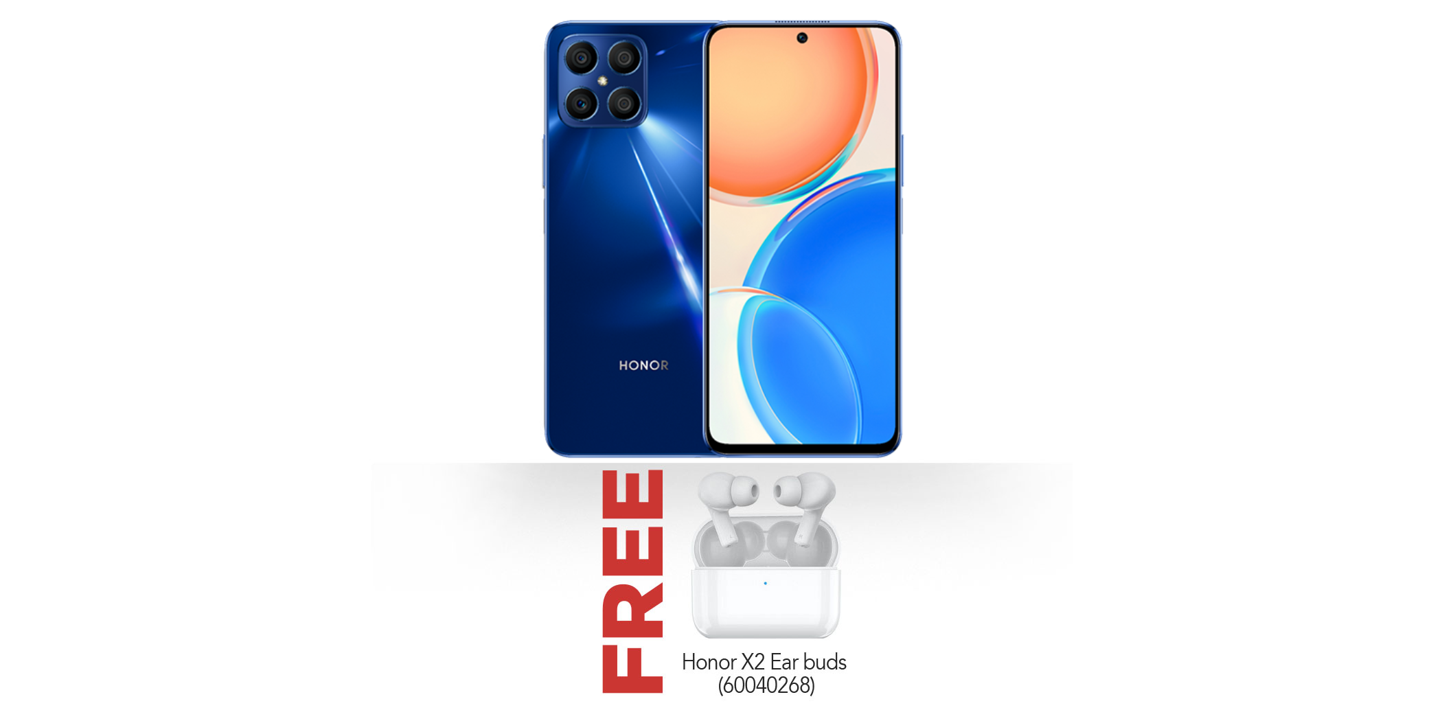 HONOR X8 Ocean Blue + Free Honor X2 Ear buds White