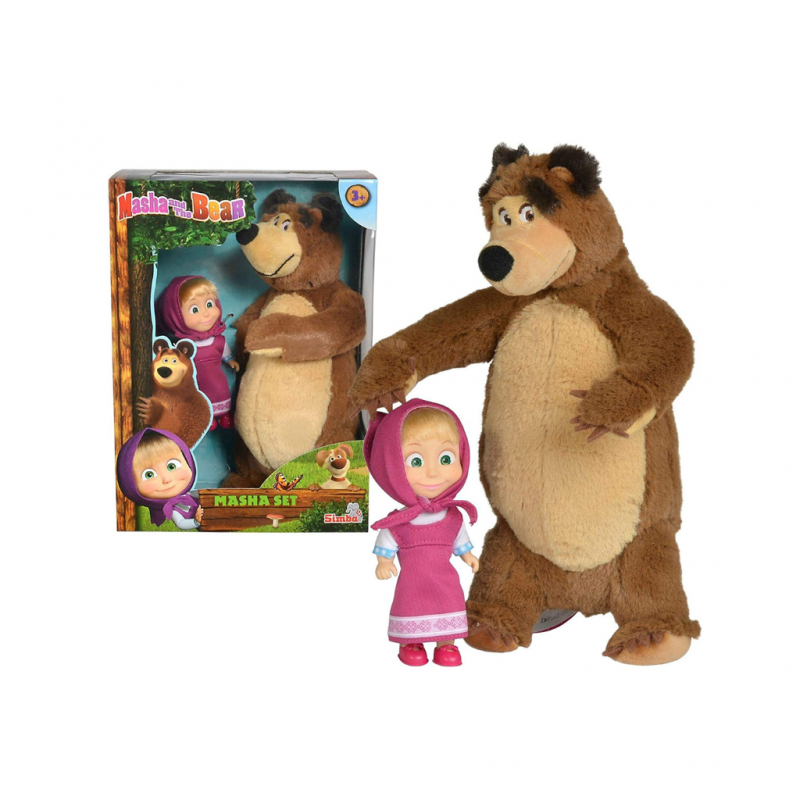 Simba Masha Set Plush Bear With Doll, Small - 109301072