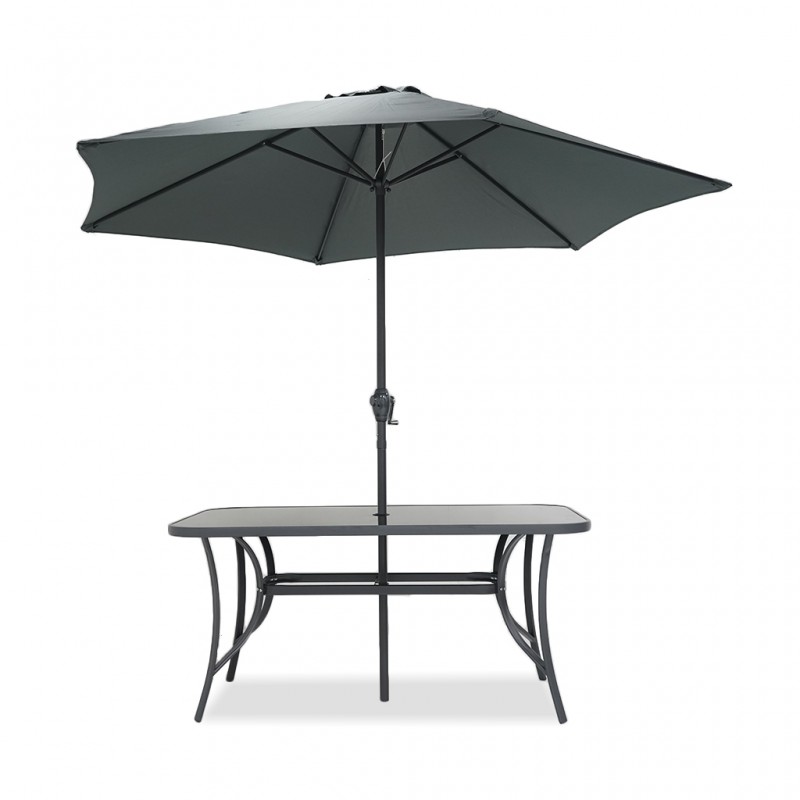 Melaco Table with 6 Chairs, 2 Stools, 1 Sidetable & Umbrella