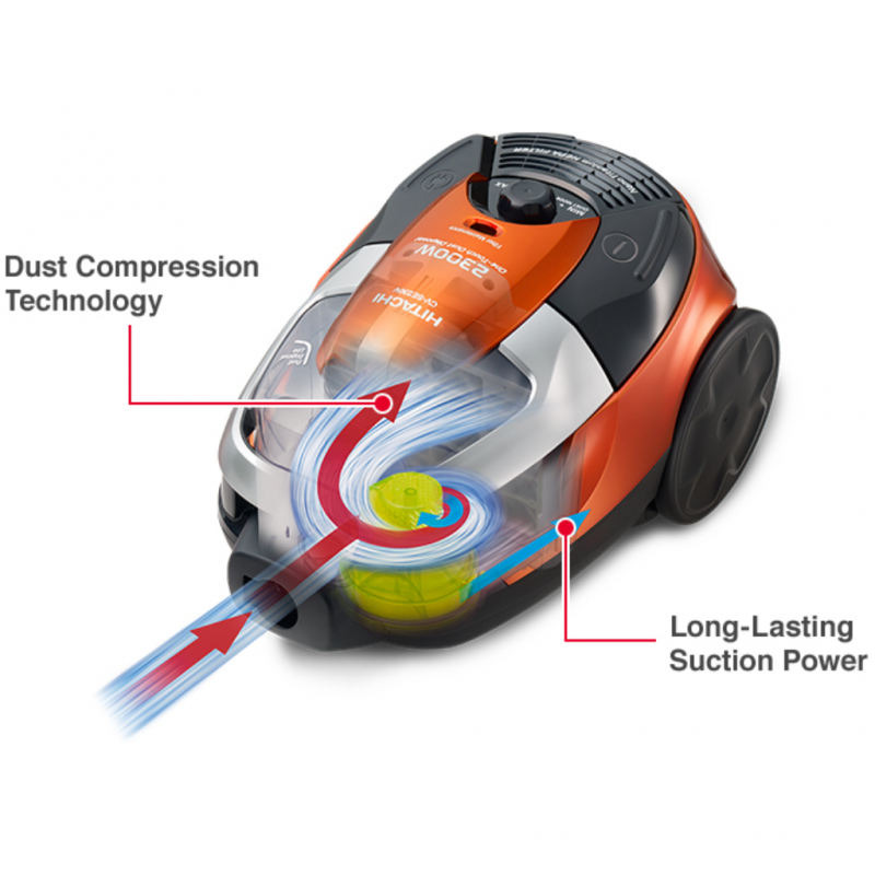 Hitachi CV-SE230V Orange Mettallic 2L Bagless Multi Cleaning Vacuum Cleaner