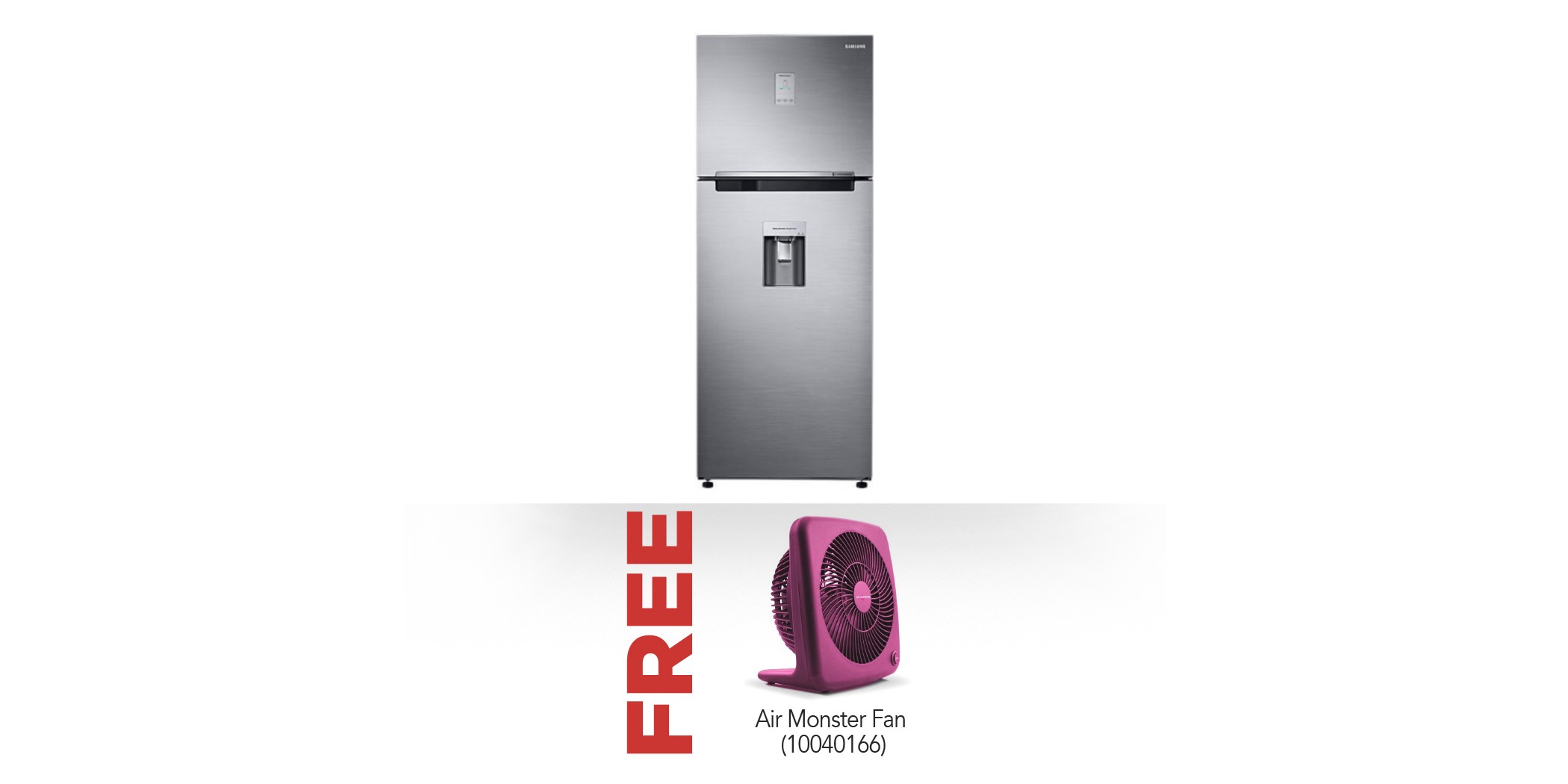 Samsung RT46K6600S9/EF Refrigerator & Free Air Monster Fan